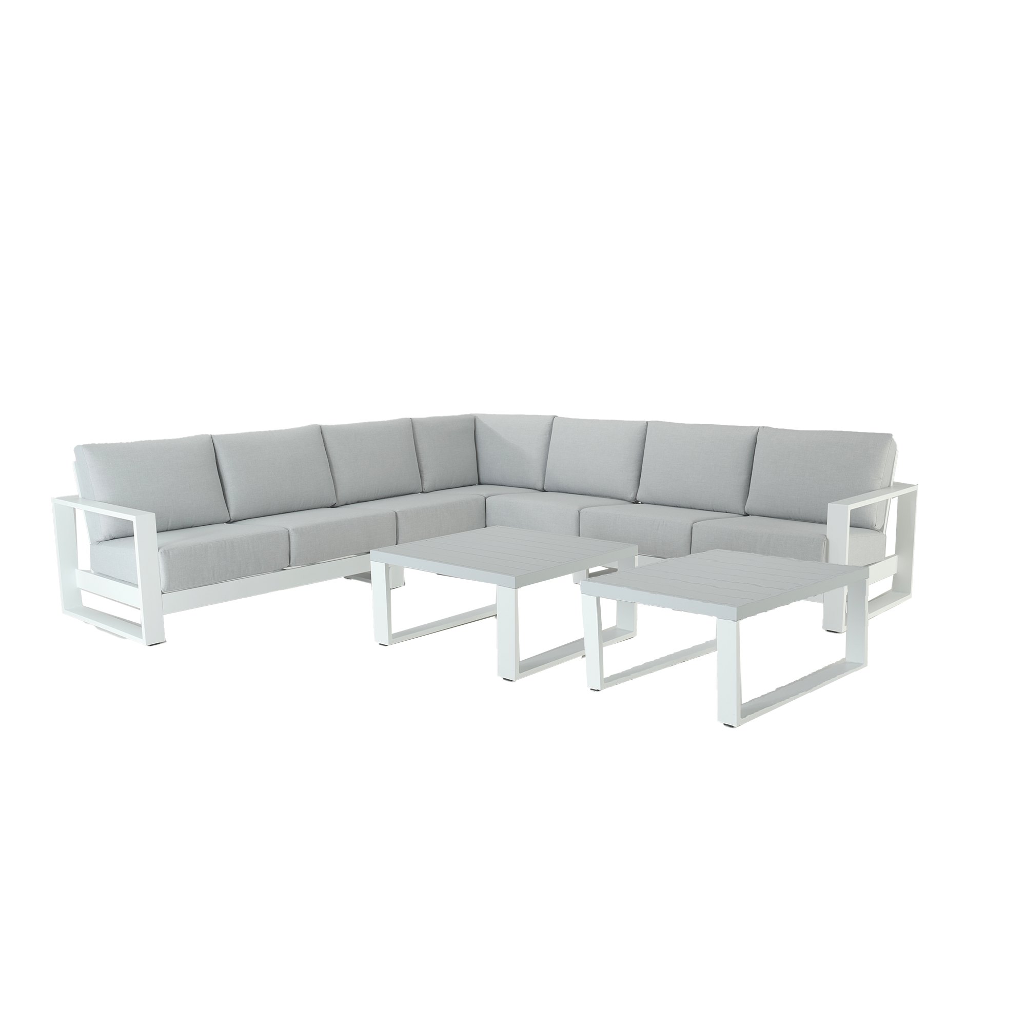 Conjunto esquinero de jardín NATERIAL Athena de aluminio blanco para 7 ...