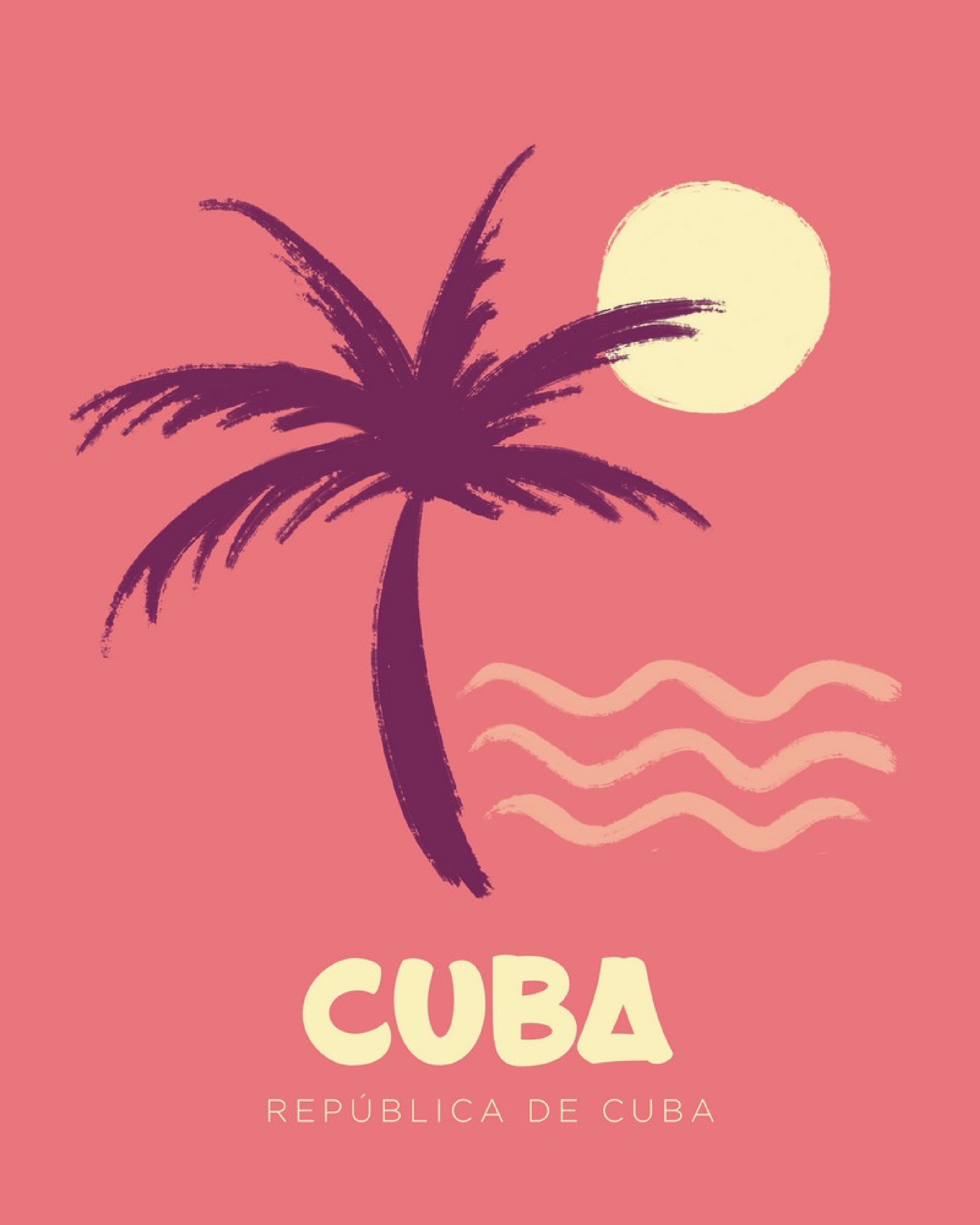 Affiche Cuba sun, rose, jaune EDITIONS BRAUN l.40 x H.50 cm | Leroy Merlin