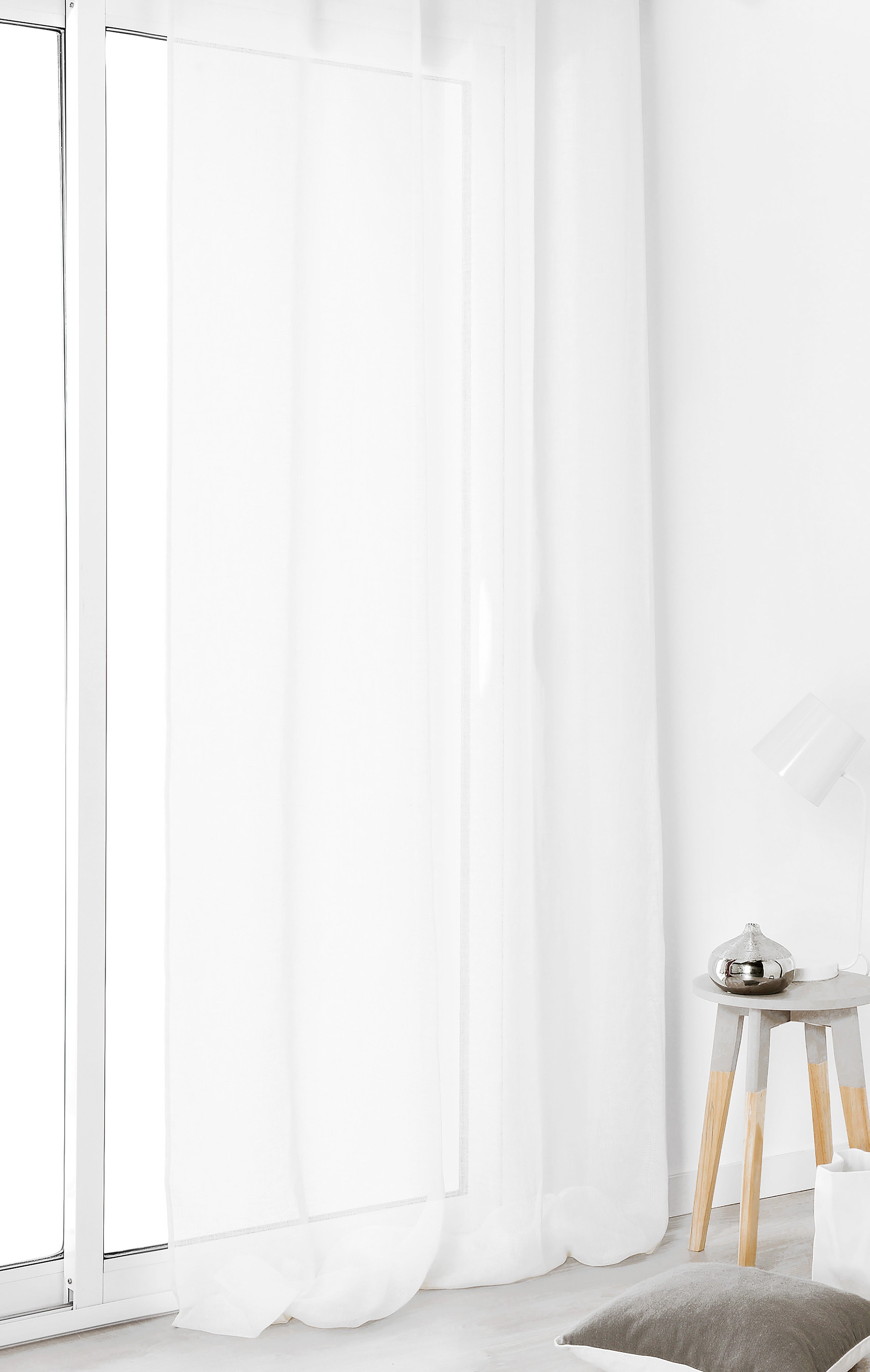 Voilage tamisant, Voile de lin, lin, blanc H.240 x l.290 cm | Leroy Merlin