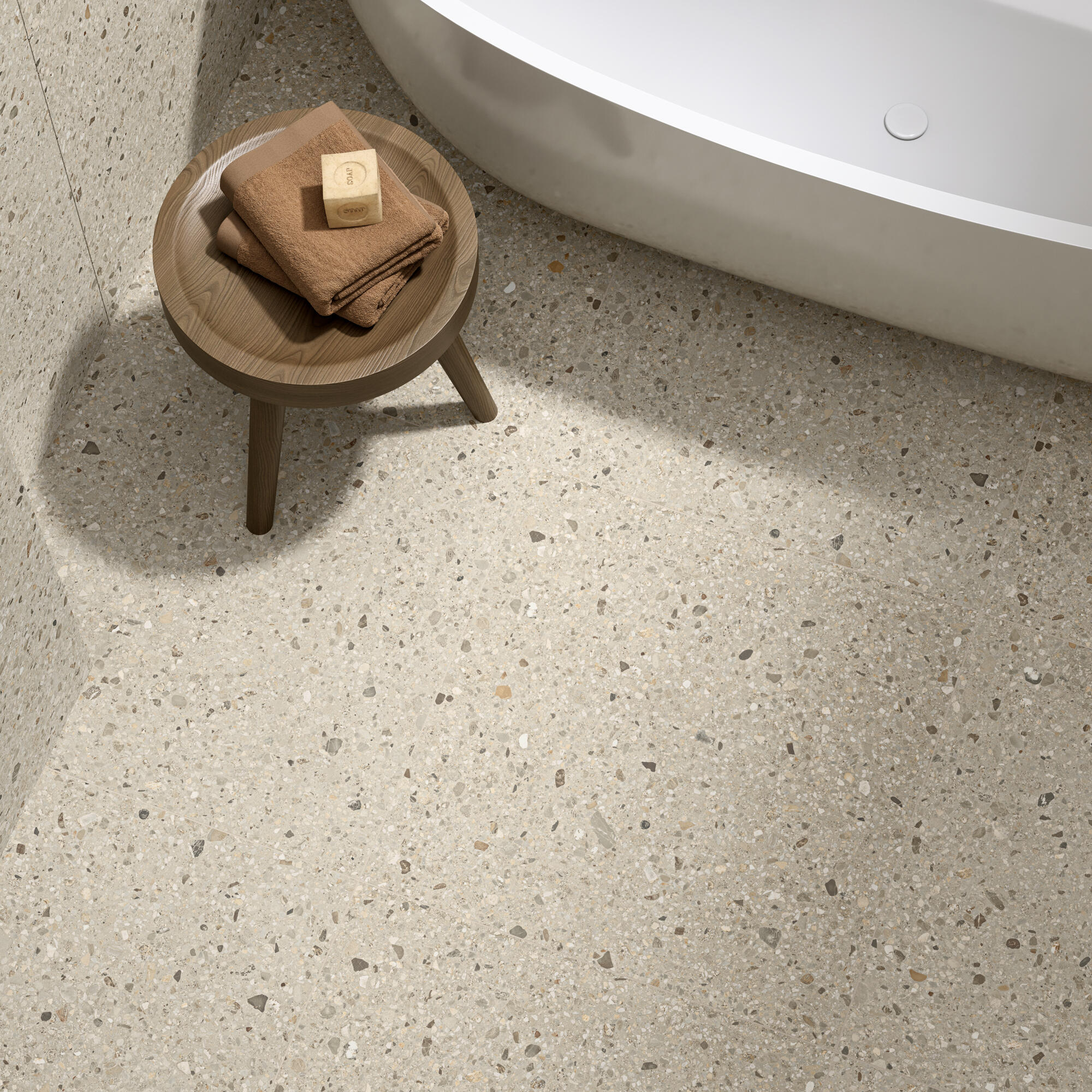Carrelage mur / sol intérieur effet terrazzo gris Essentiel l.60 x L.60 ...
