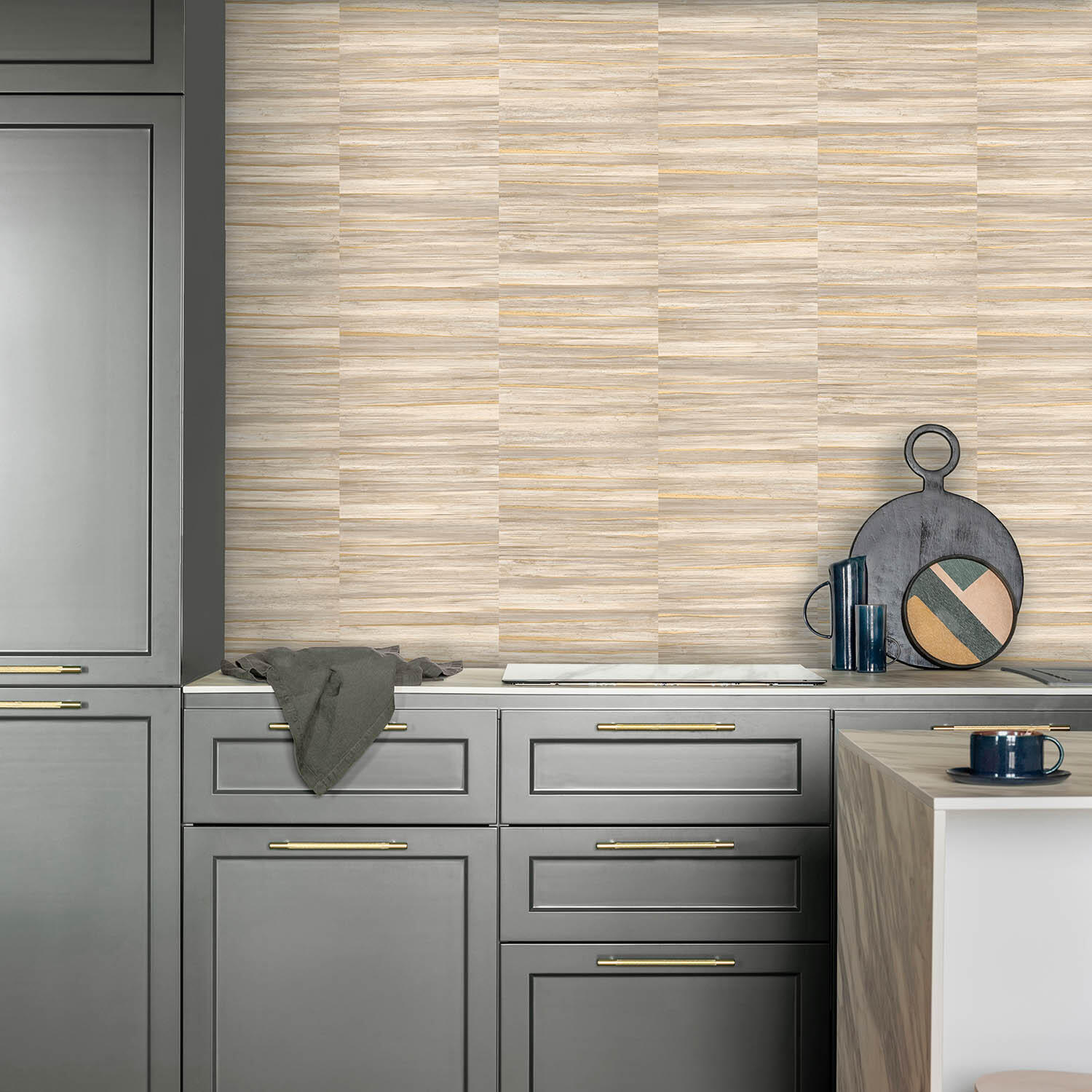 Papier peint intissé Harry rowan naturel, doré | Leroy Merlin