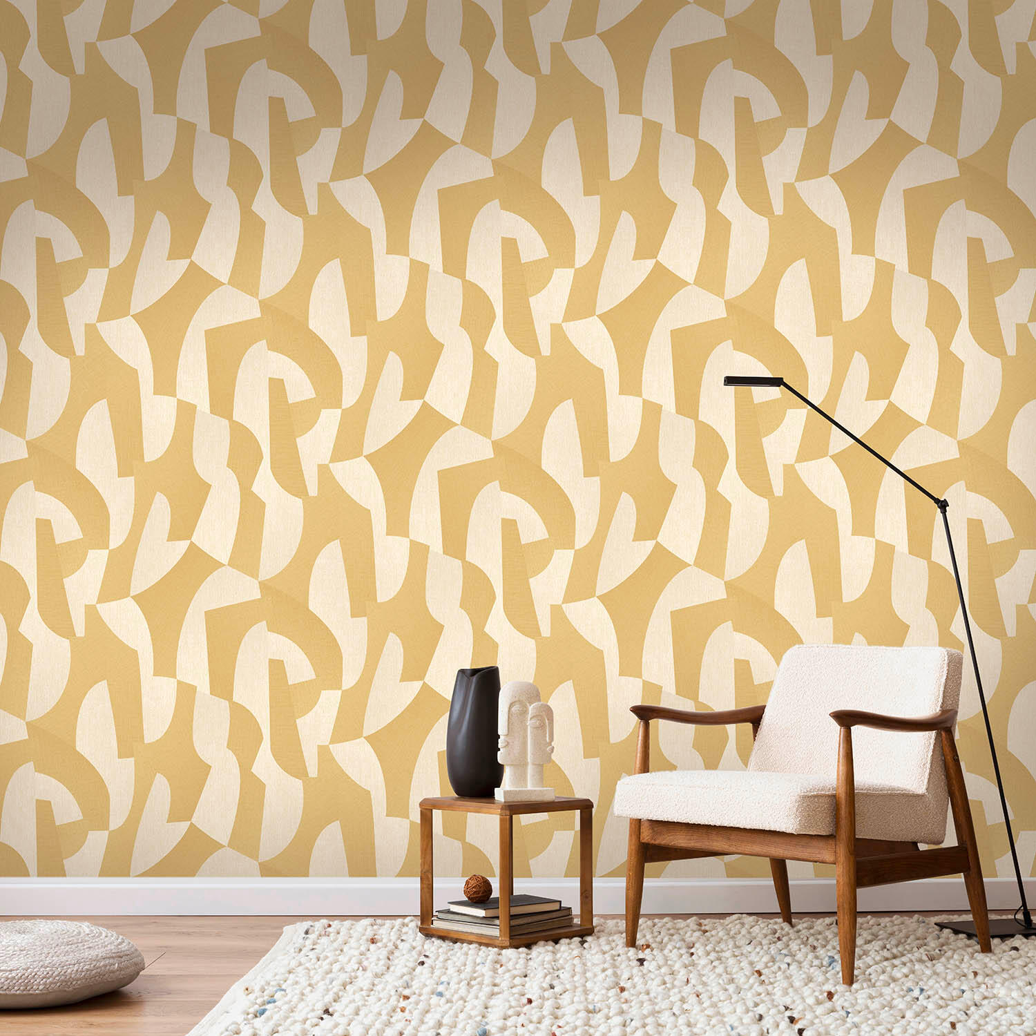 Papier peint intissé Allure découpe jaune, ocre | Leroy Merlin