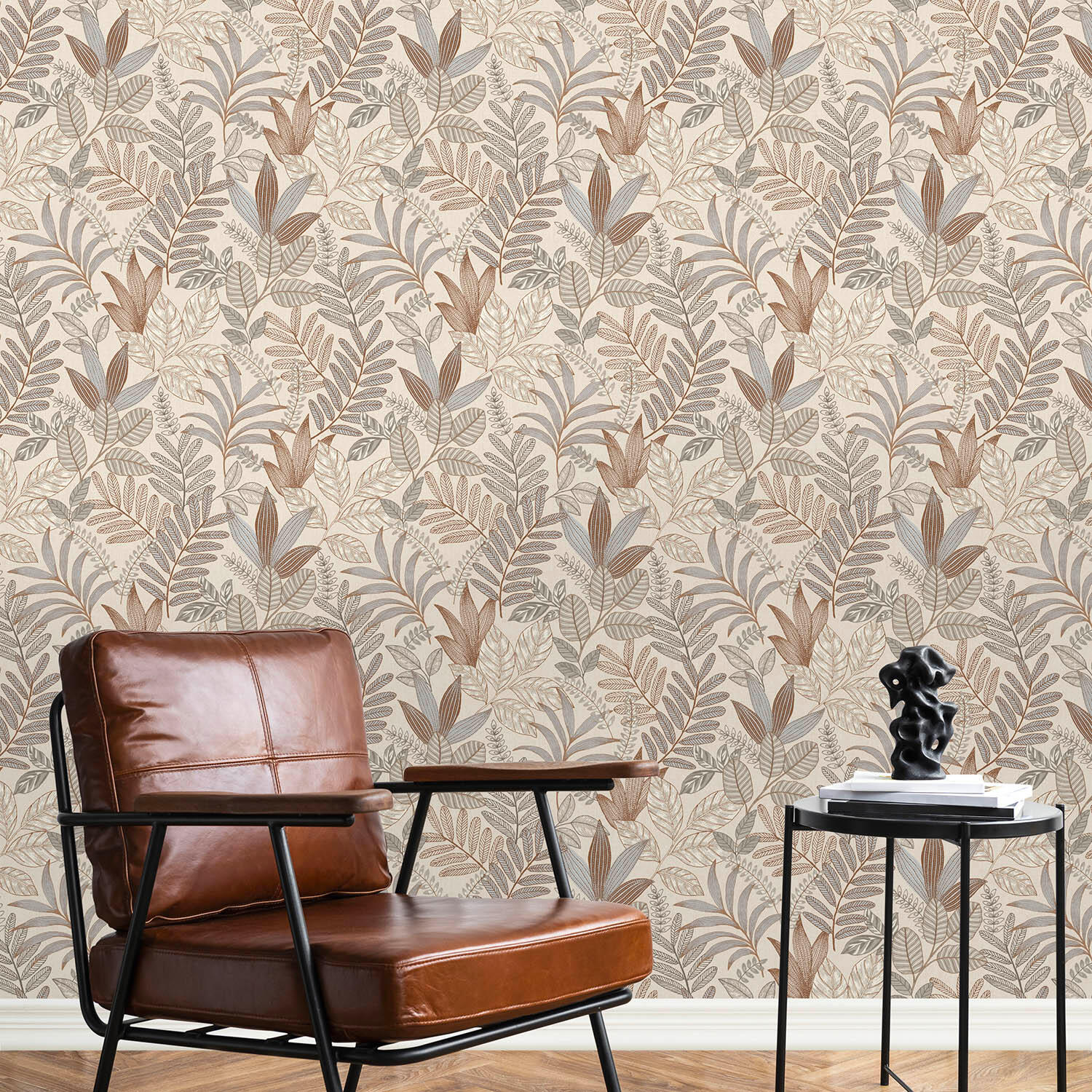 Papier peint intissé Allure feuillage beige, taupe | Leroy Merlin