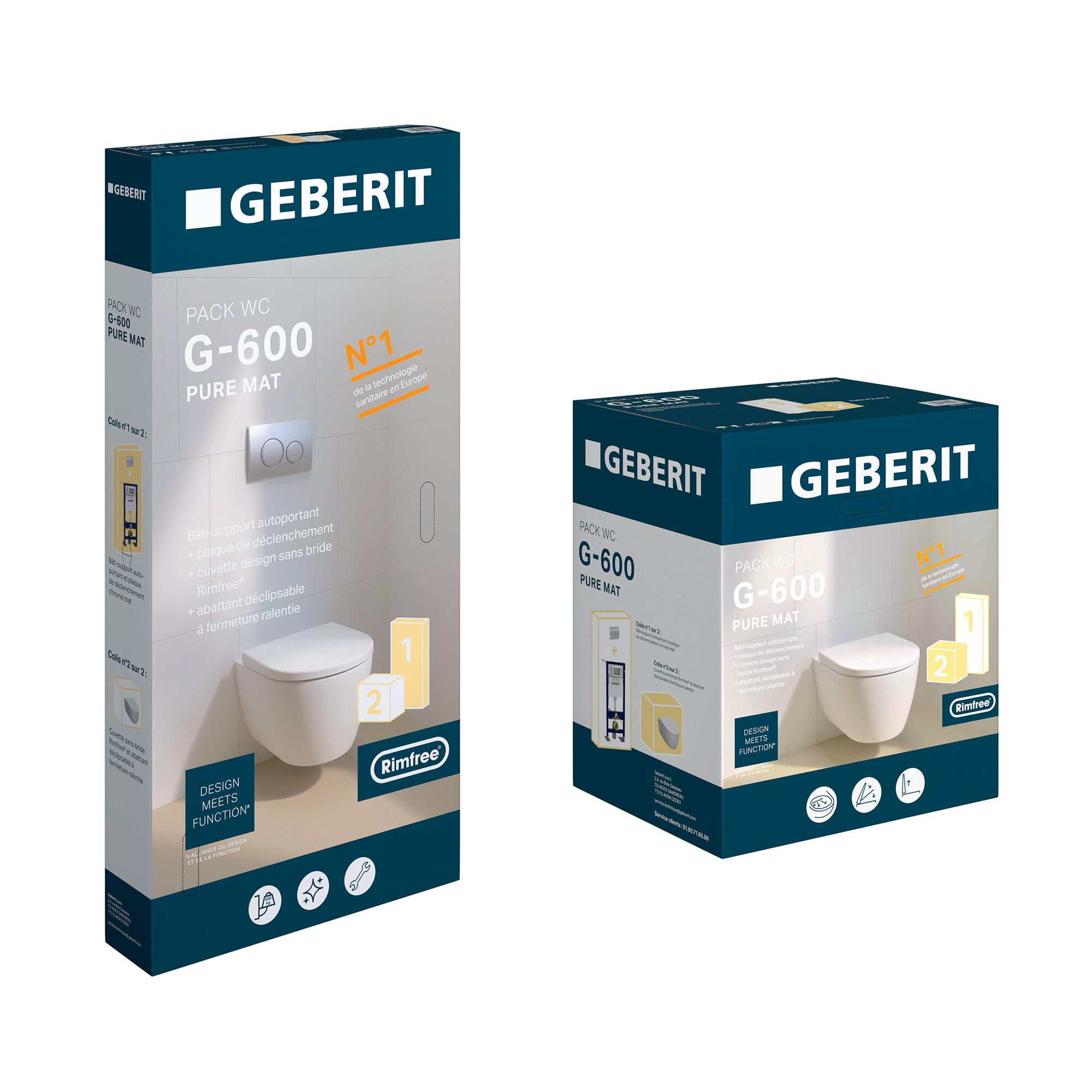 Pack WC suspendu premium Rimfree® G600 Pure mat GEBERIT | Leroy Merlin