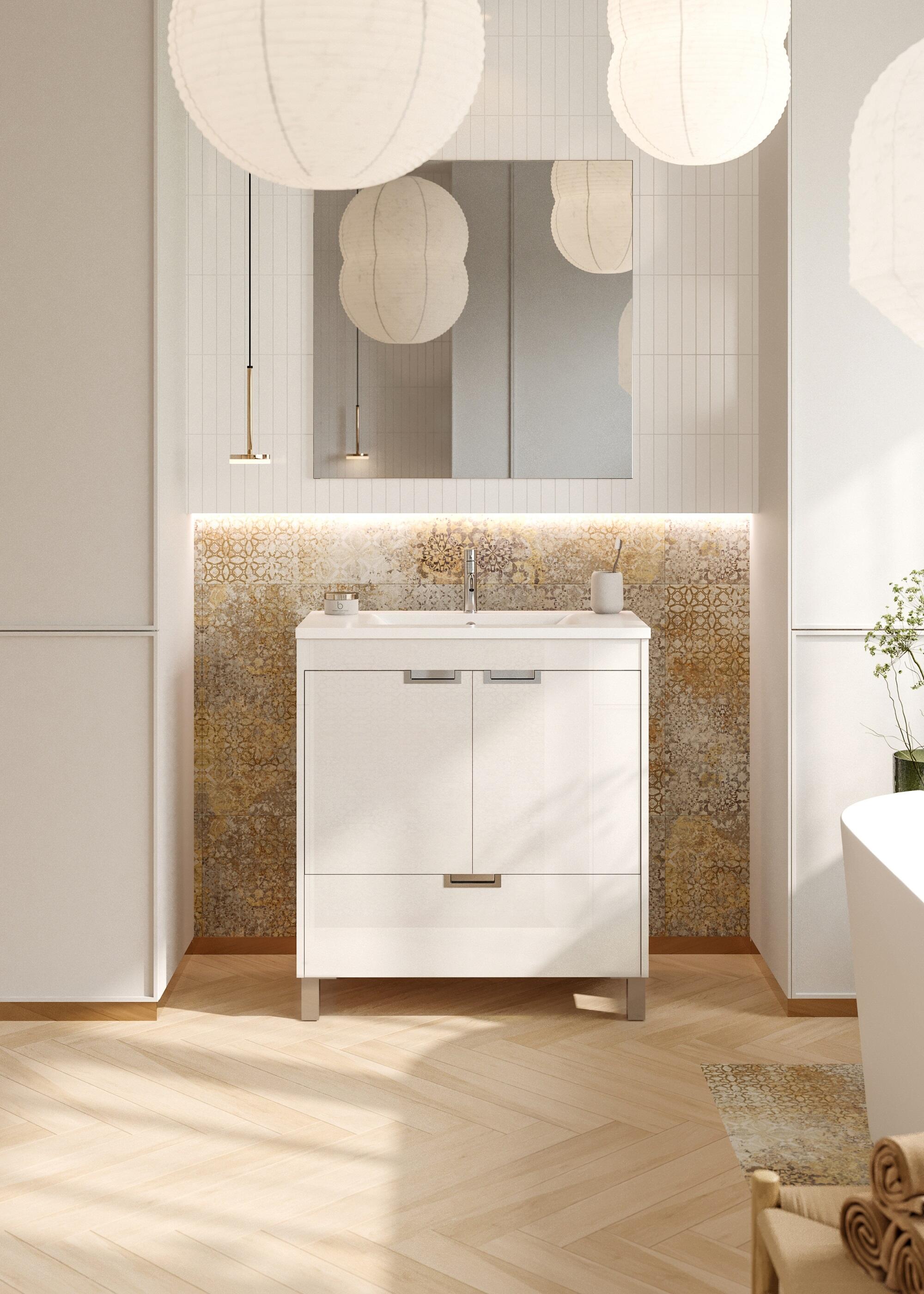 Mueble de baño con lavabo Carol blanco 80x45 cm | Leroy Merlin