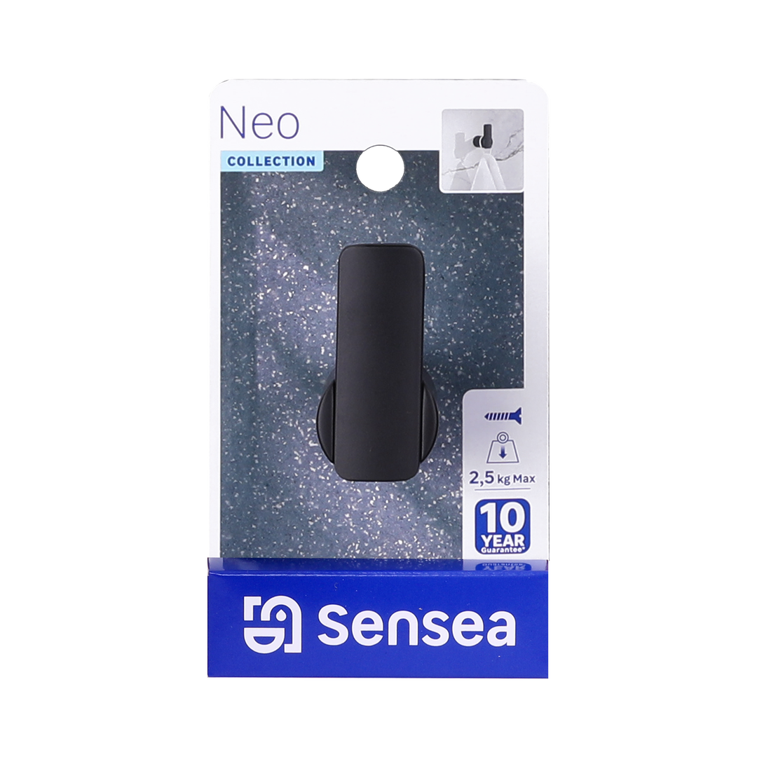 Άγκιστρο μπάνιου μονό Sensea Neo από ψευδάργυρο σε μαύρη απόχρωση