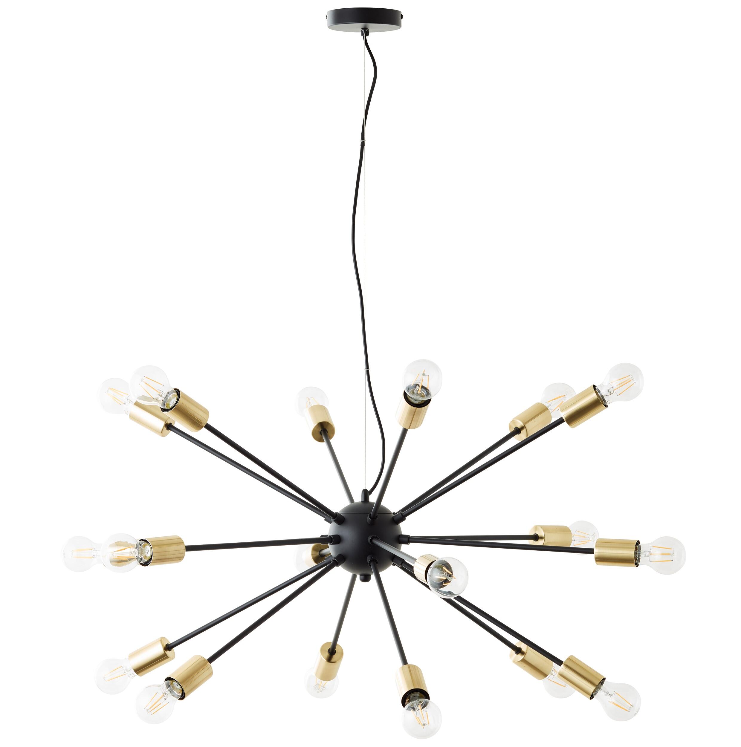Lámpara de techo de metal dorado 18 luces E27 DREE Ø98 cm altura ...