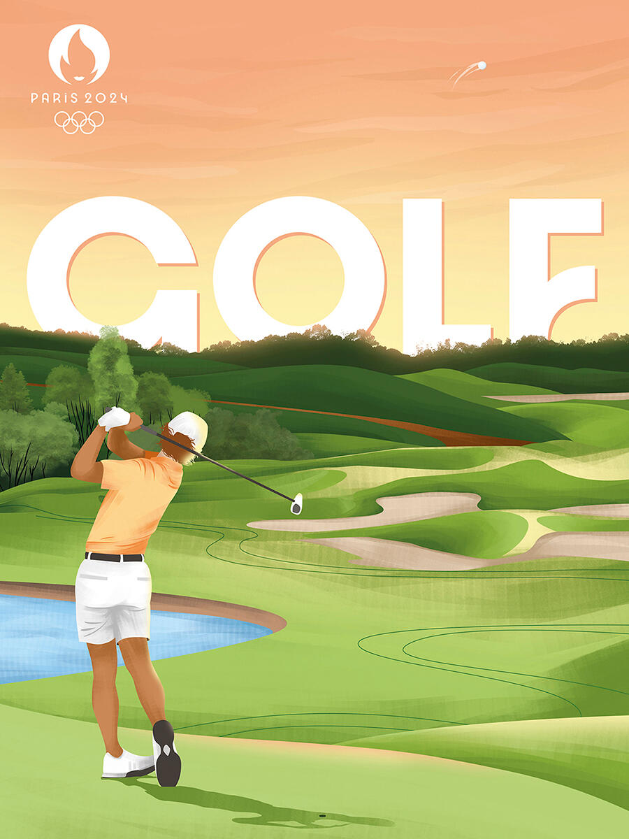Affiche JO officiel Golf, multi couleurs EDITOR l.40 x H.30 cm | Leroy ...