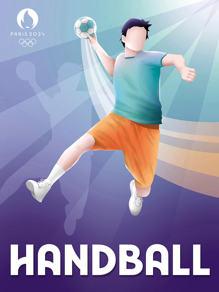 Affiche JO officiel Handball, multi couleurs EDITOR l.40 x H.30 cm ...