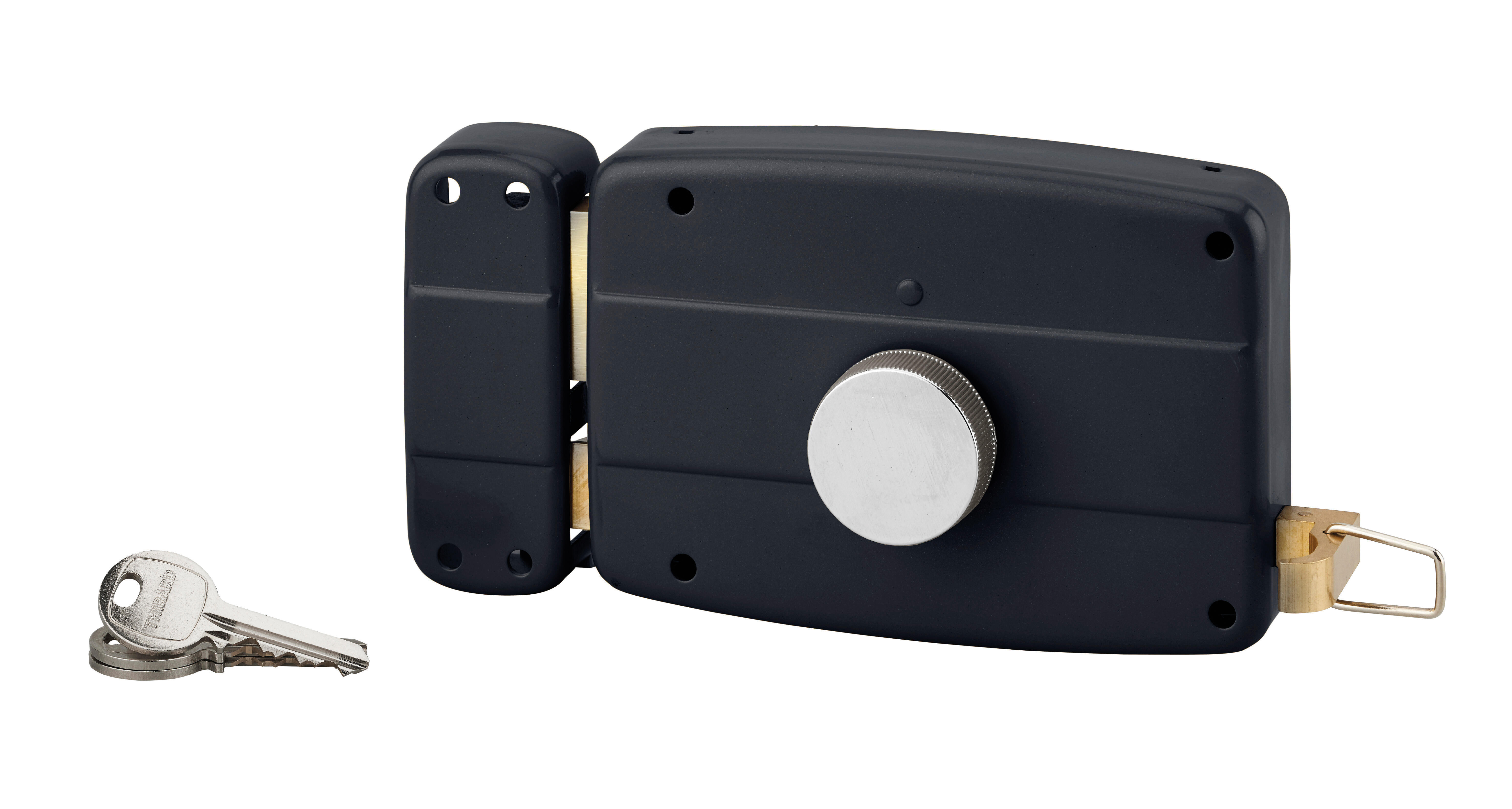 Serrure de garage en applique, horizontale à bouton, sens gauche, noir THIRARD | Leroy Merlin