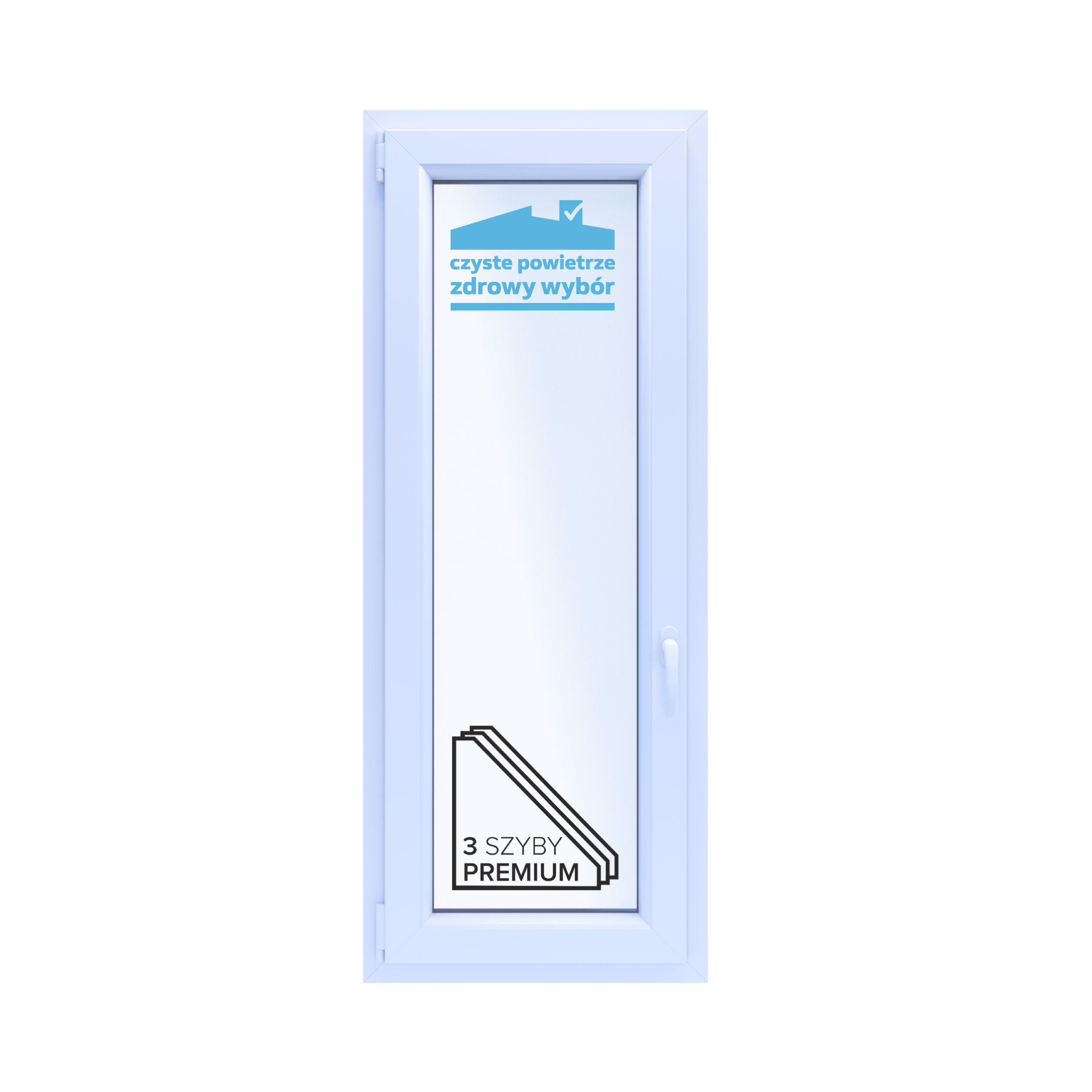 Okno PCV 3-szybowe fasadowe O27 białe 565x1435 mm otwierane do wewnątrz ...