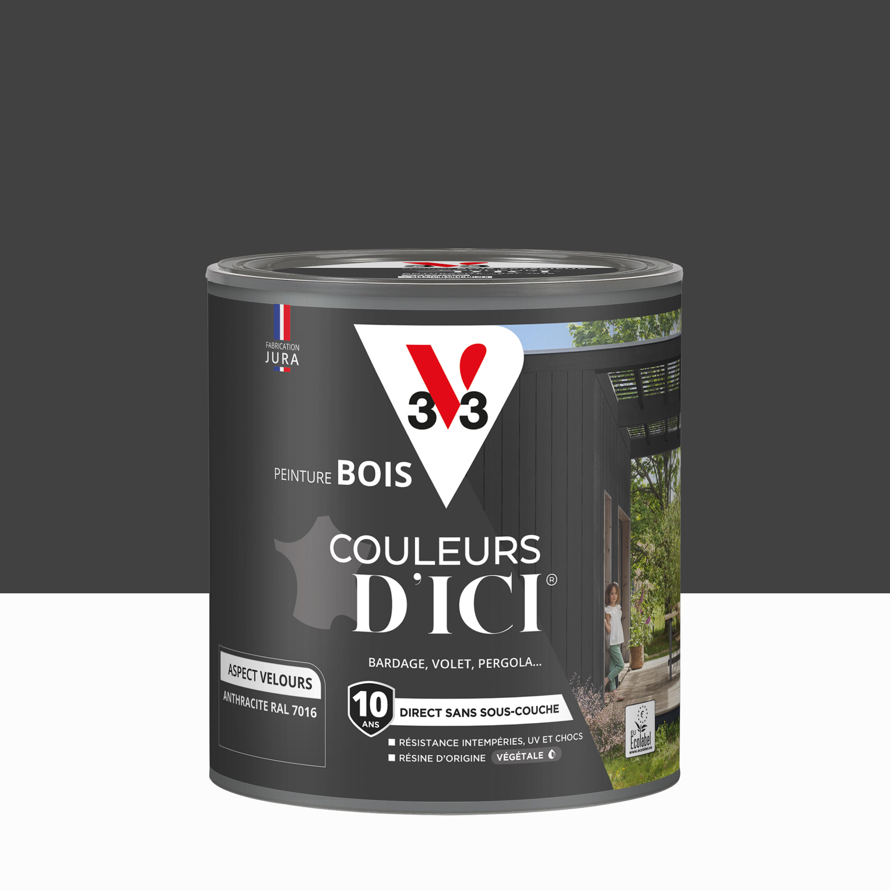 Peinture extérieure bois Couleurs d'ici ® V33 anthracite RAL 7016 ...