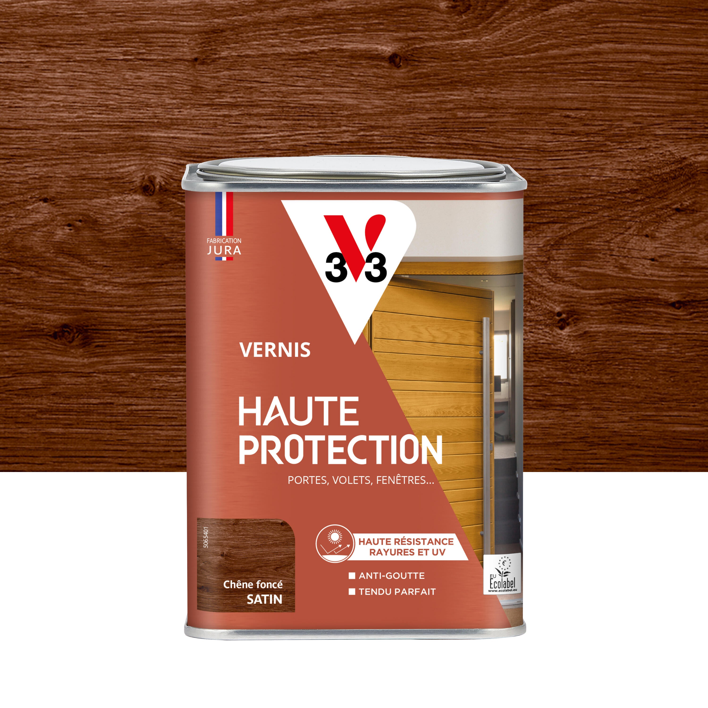 Vernis pour bois extérieur V33 Haute protection chêne foncé satiné 1 l ...