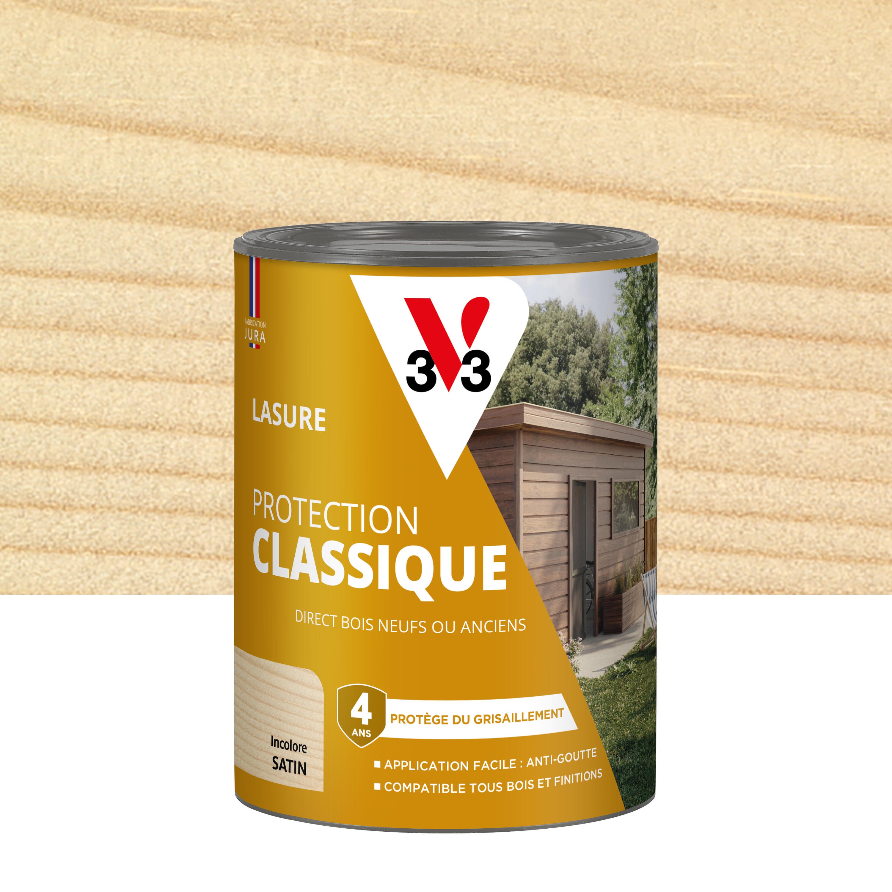 Lasure V33 Protection classique 4 ans incolore satiné 0.75 l | Leroy Merlin