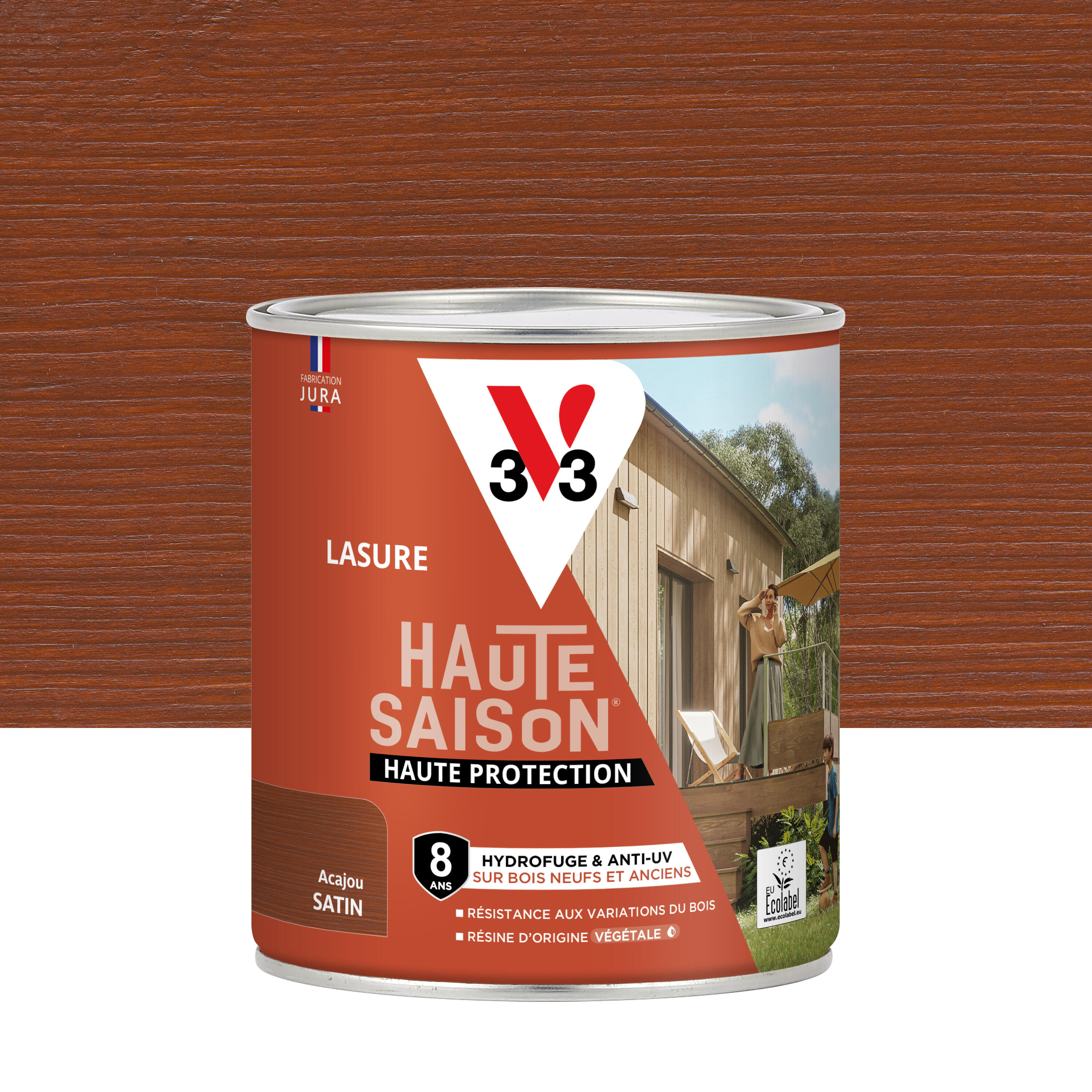 Lasure V33 Haute saison 8 ans acajou satiné 0.75 l | Leroy Merlin