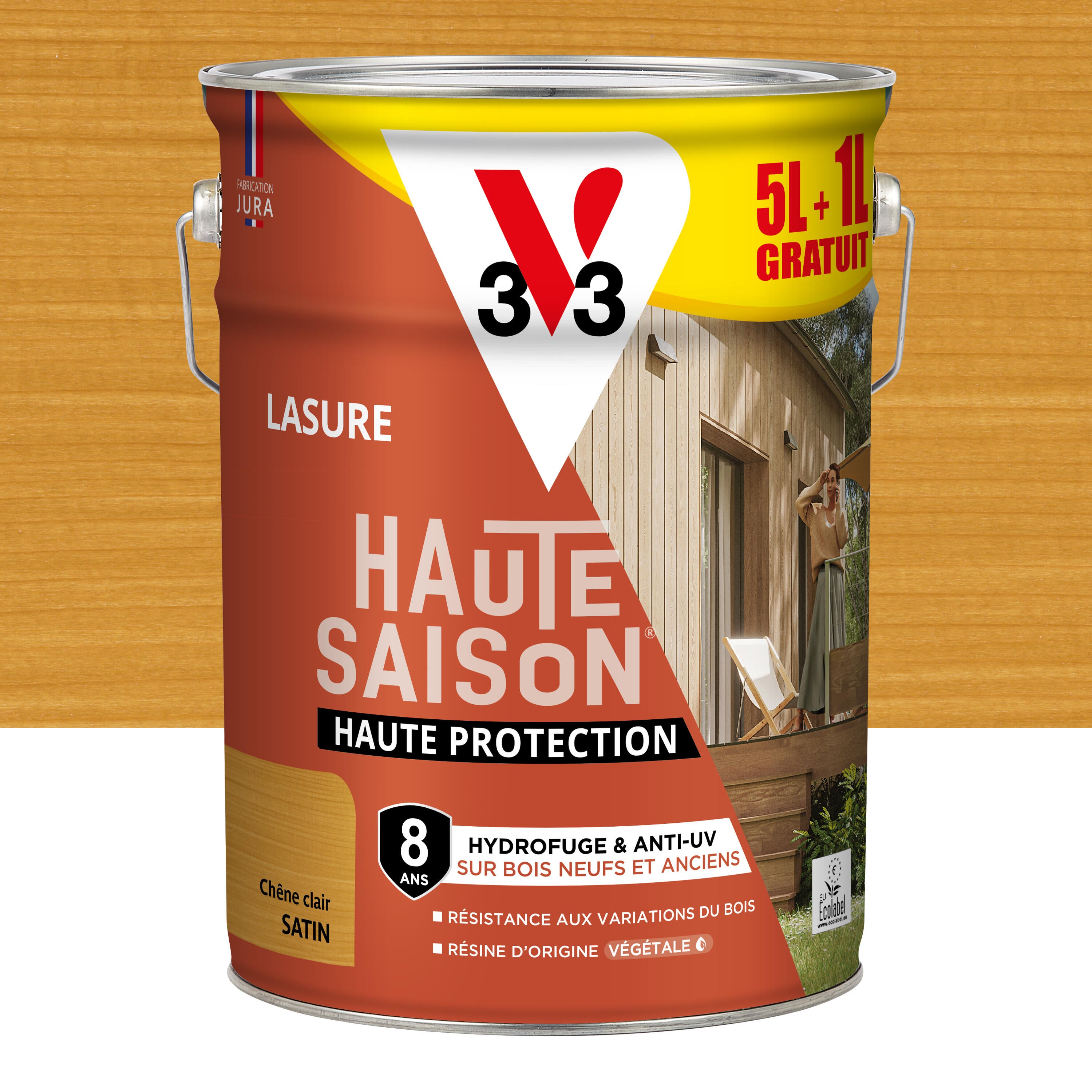 Lasure V33 Haute saison 8 ans chêne clair satiné 5L+20% gratuit | Leroy ...