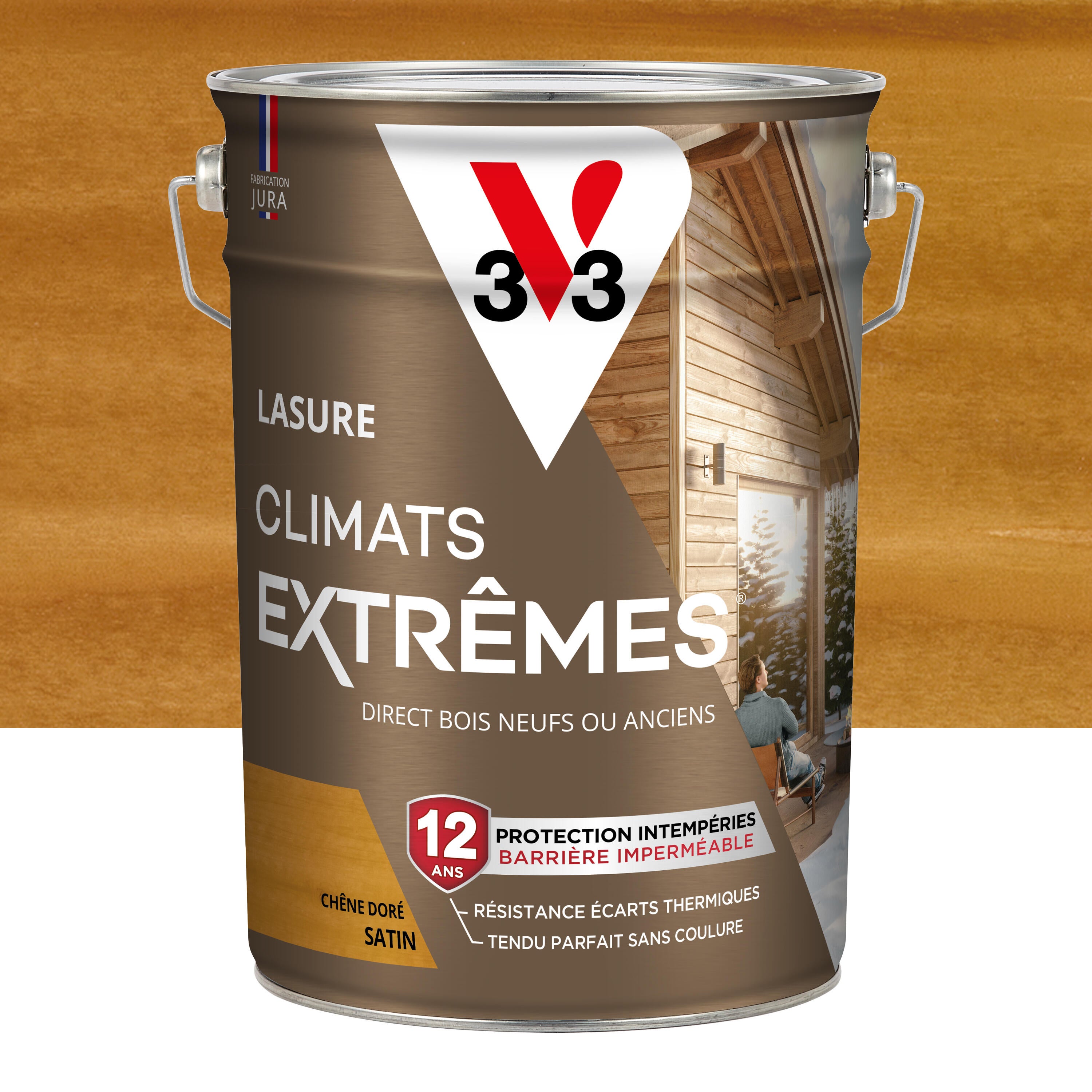Lasure V33 Climats extrêmes® 12 ans chêne doré satiné 5 l | Leroy Merlin