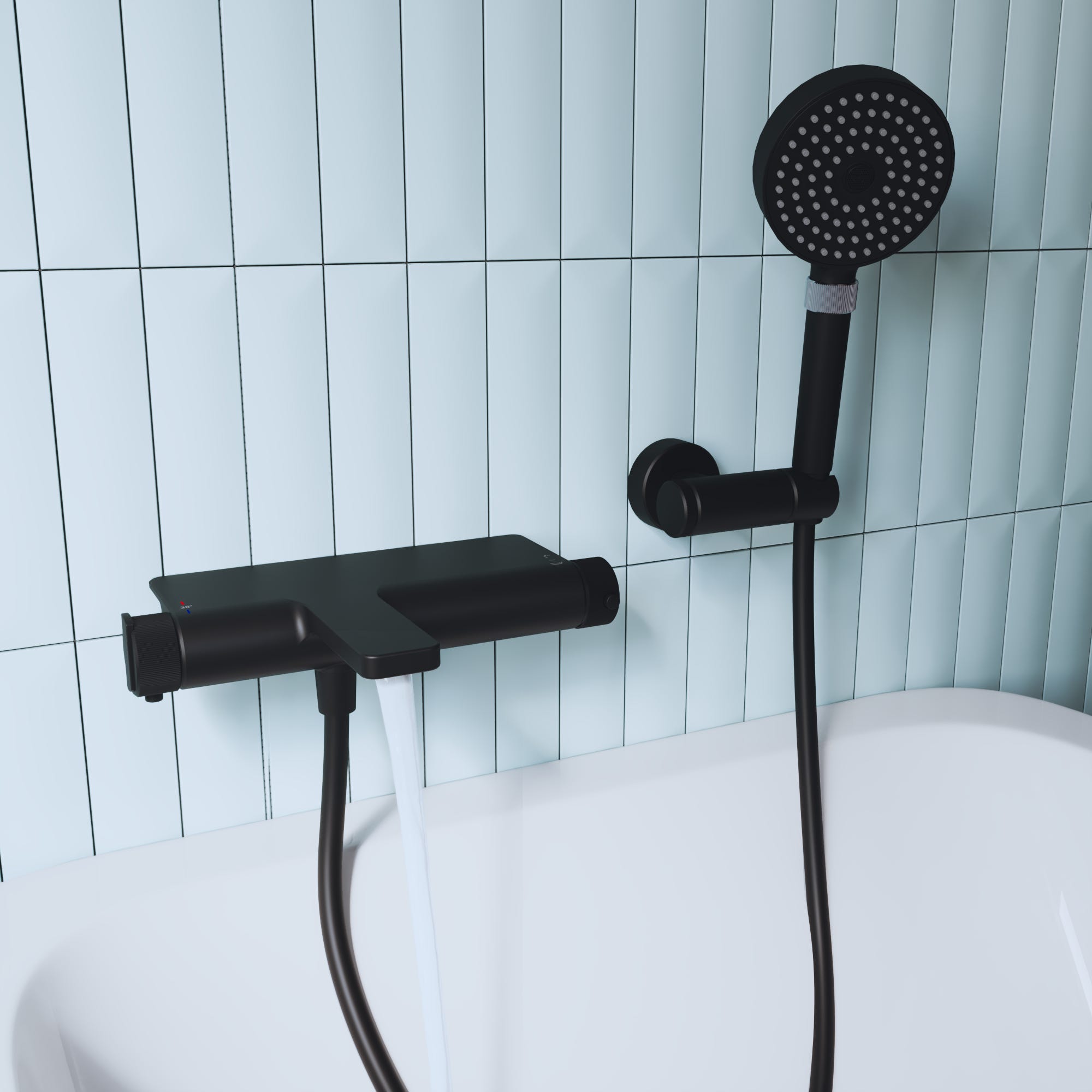Pommeau De Douche 2 Jets Flexible Et Support Sensea Neo Noir Leroy