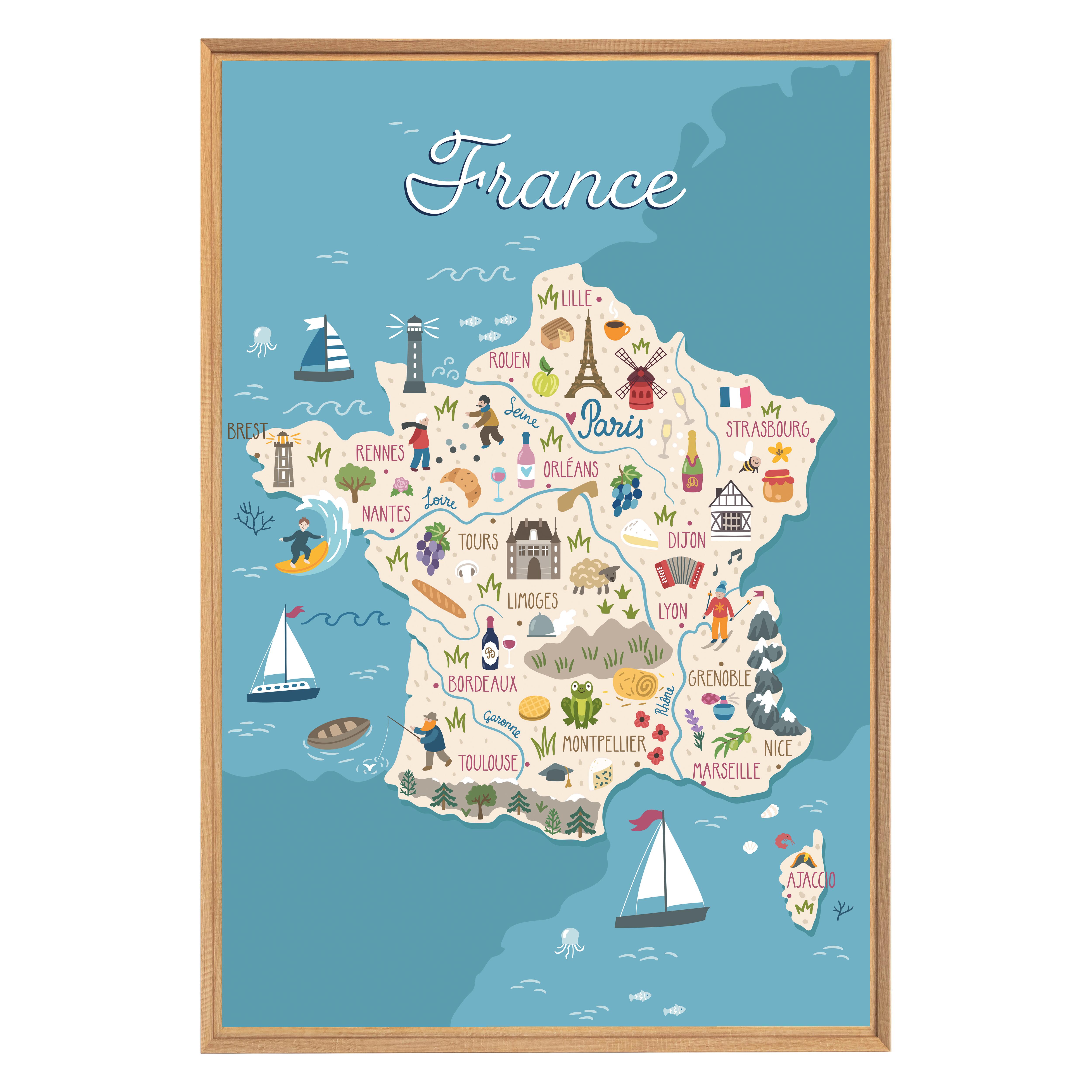 Affiche FRANCE ILLU, multicolore CEANOTHE l.66.2 x H.95.7 cm | Leroy Merlin