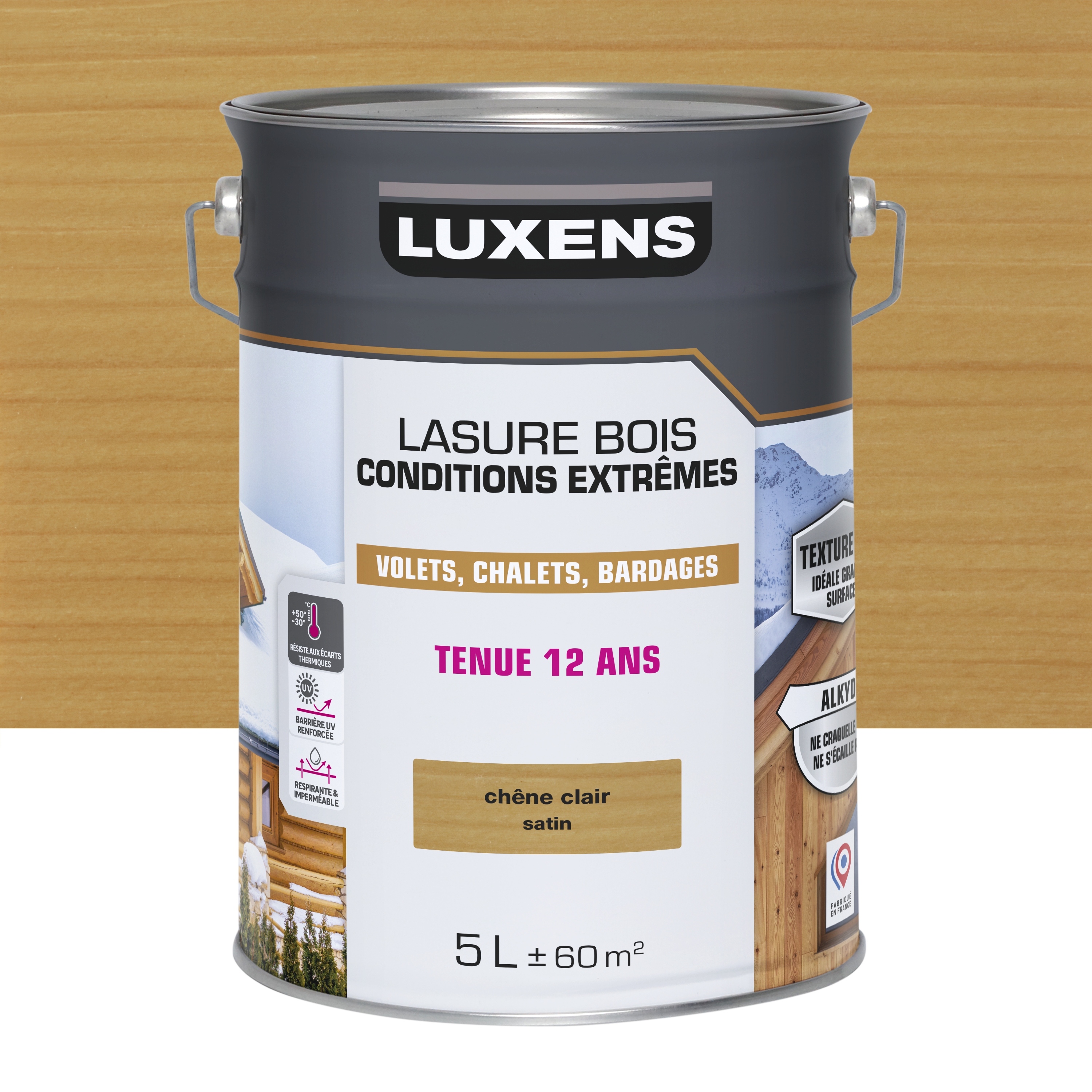 Lasure LUXENS Conditions extrêmes 12 ans chêne clair satiné 5 l | Leroy ...