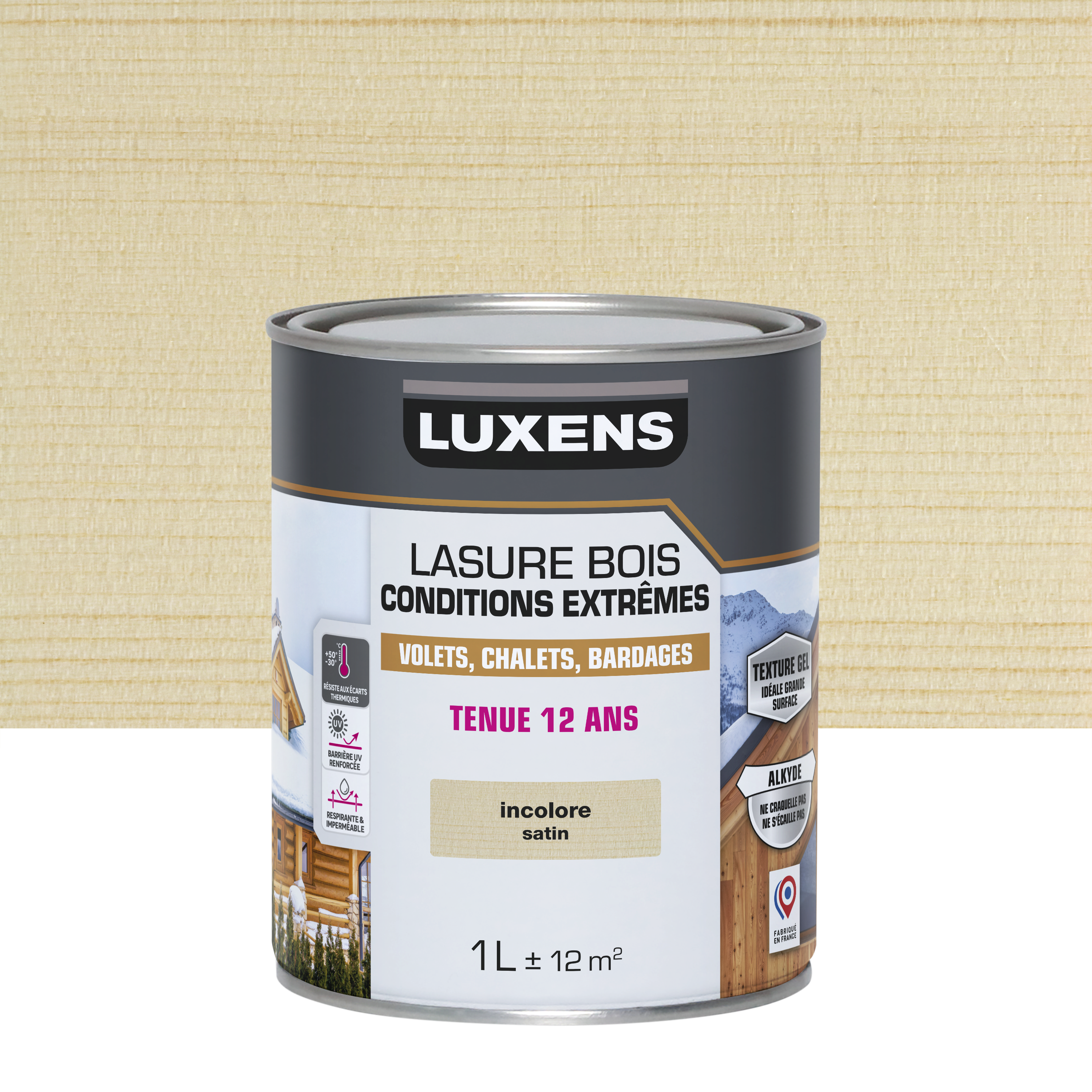 Lasure LUXENS Conditions extrêmes 12 ans incolore satiné 1 l | Leroy Merlin