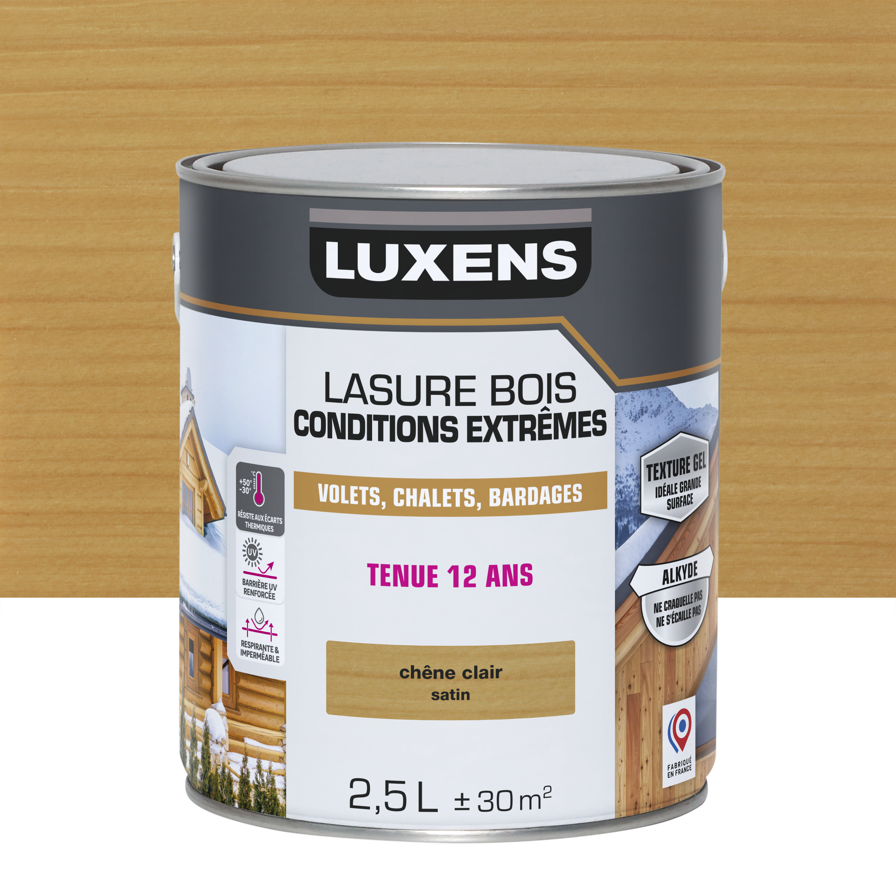 Lasure LUXENS Conditions extrêmes 12 ans chêne clair satiné 2.5 l ...