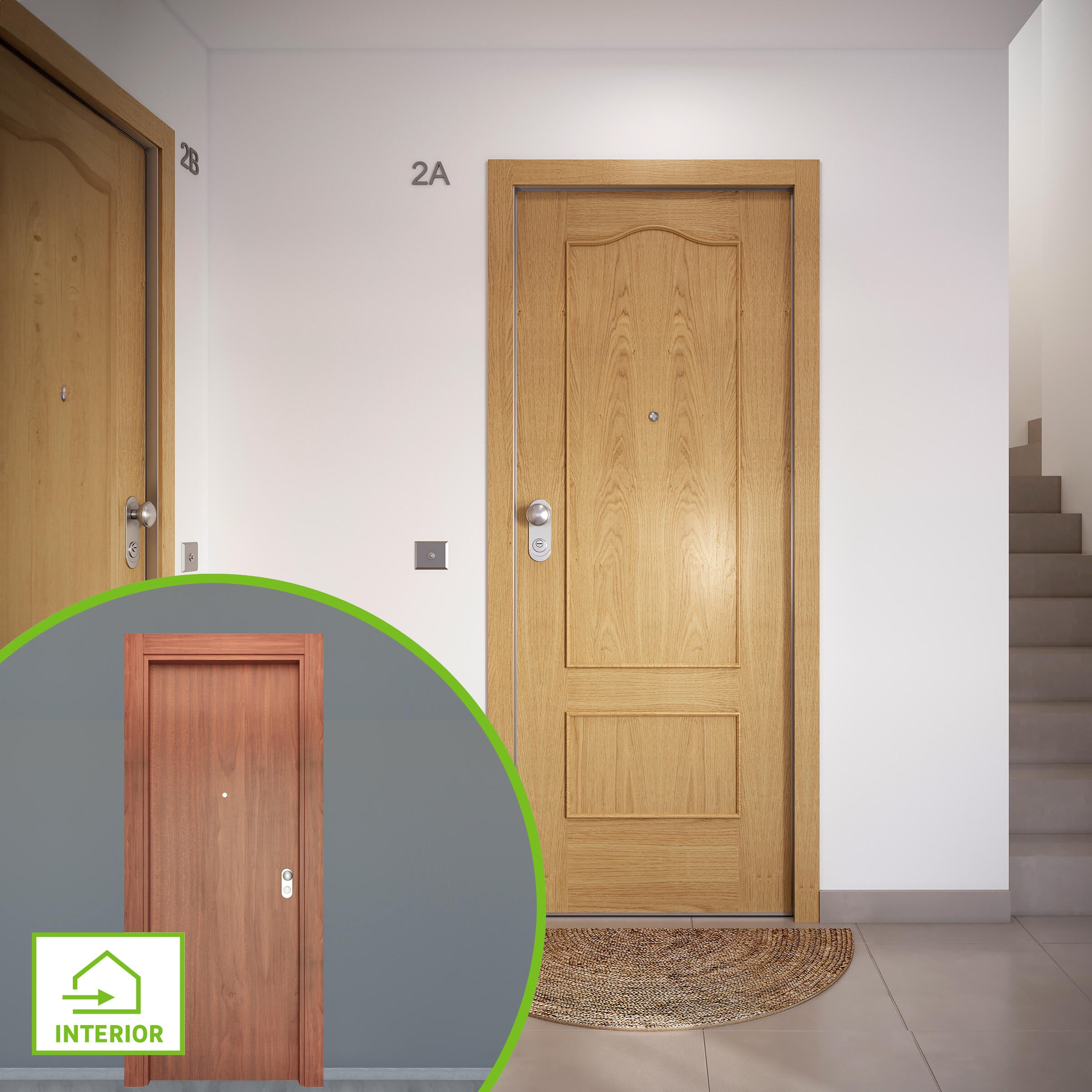 Puerta de entrada acorazada serie Omega provenzal roble / interior liso ...