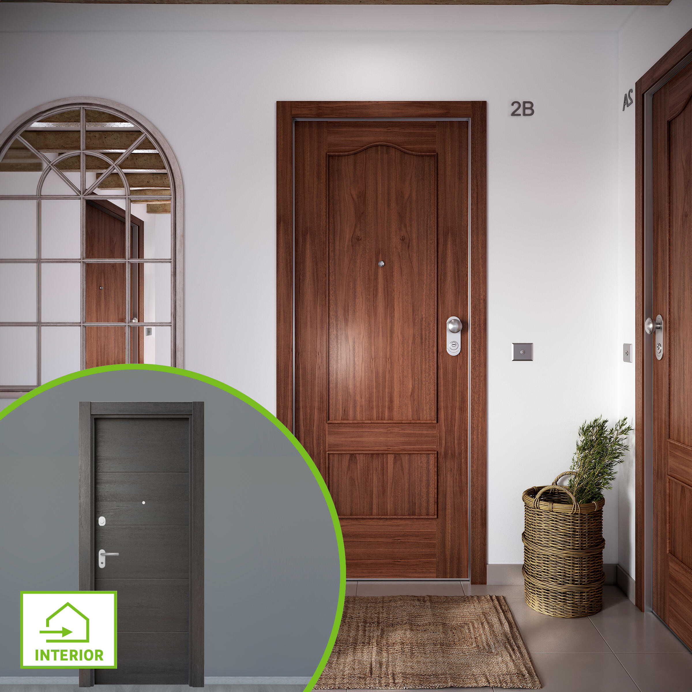 Puerta de entrada acorazada serie Omega provenzal sapelly / interior ...