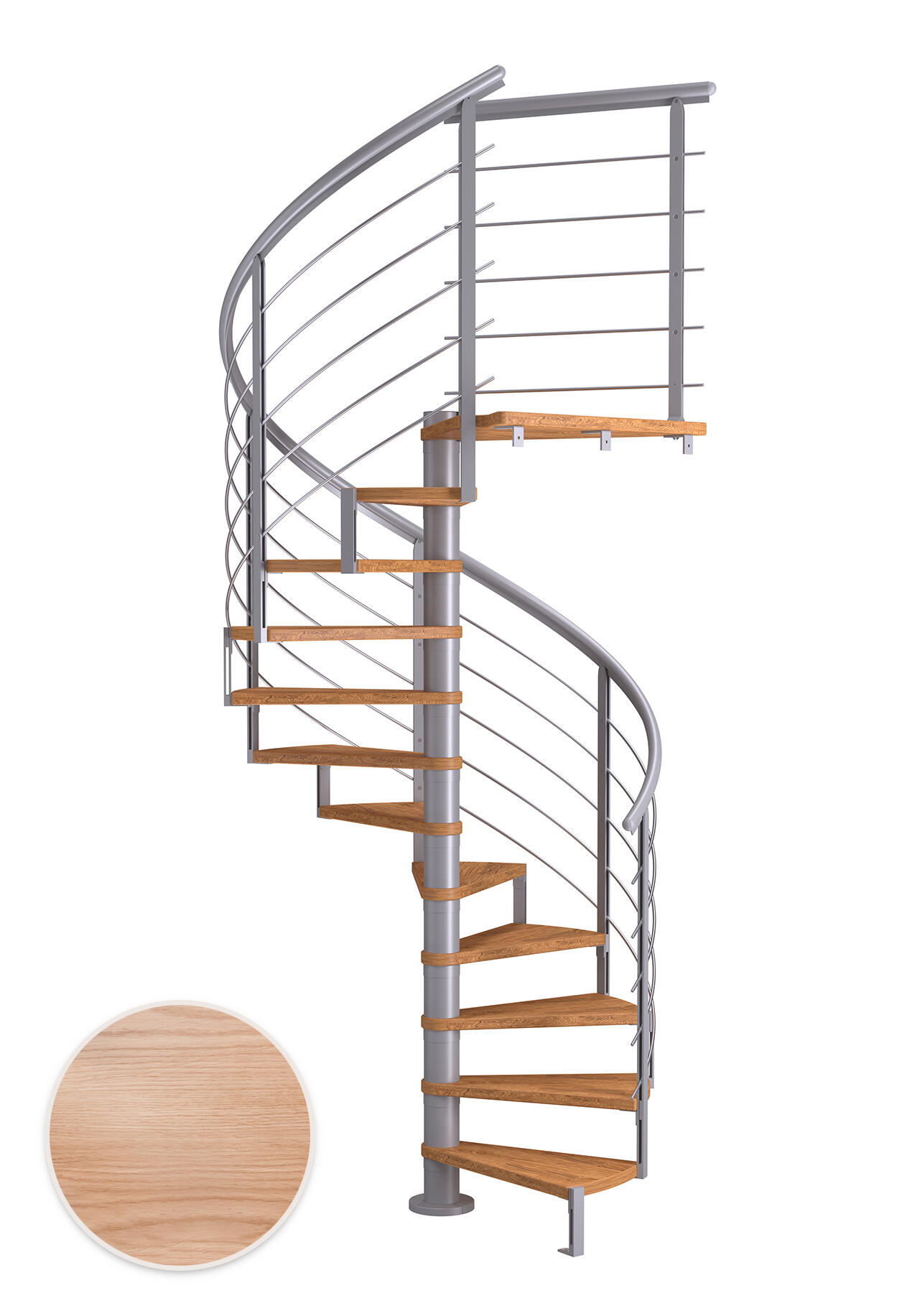 Escalier en colimaçon acier gris 13marches chêne multiplex Ø140 ...