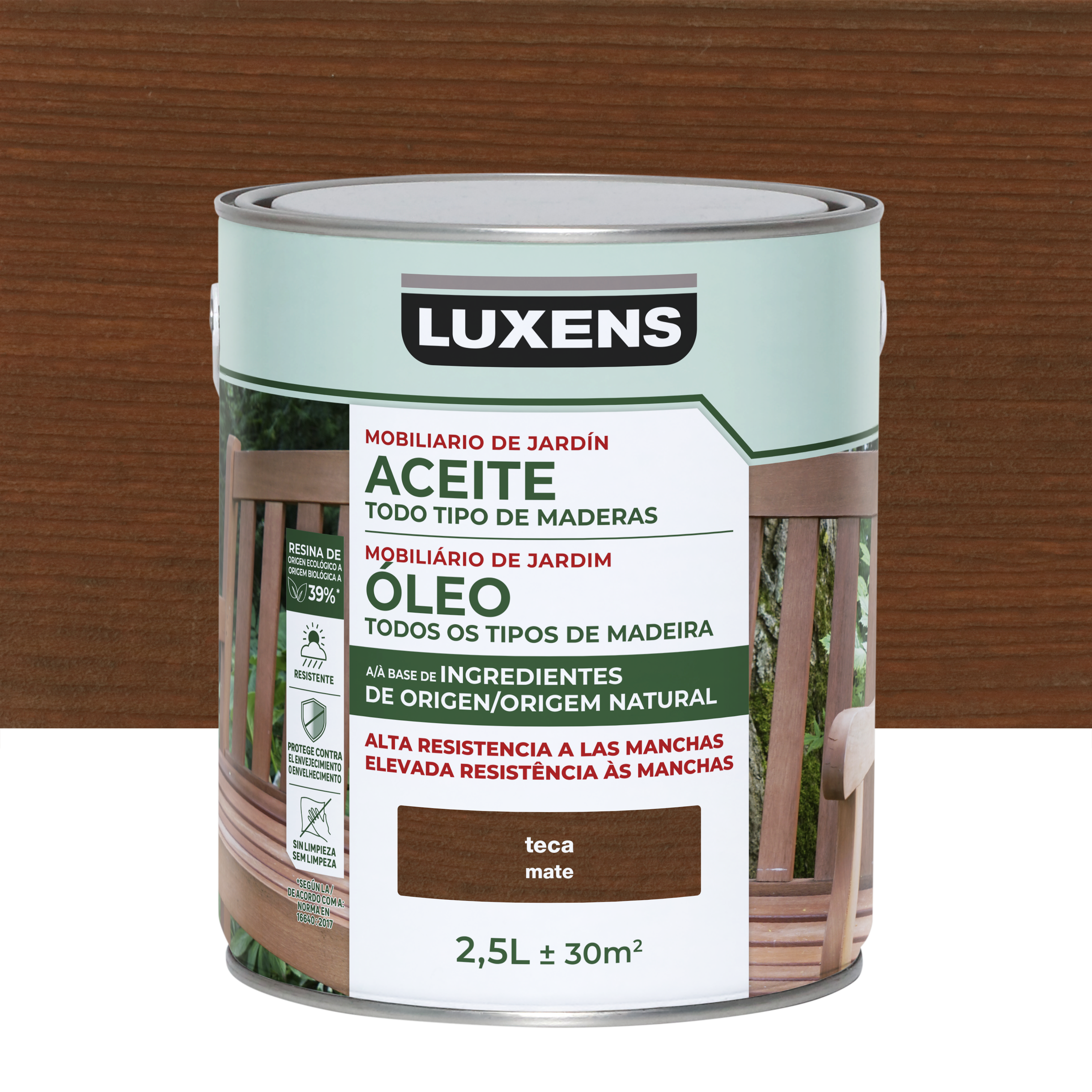 Aceite de teca color teca para mobiliario LUXENS mate 2.5L base agua ...