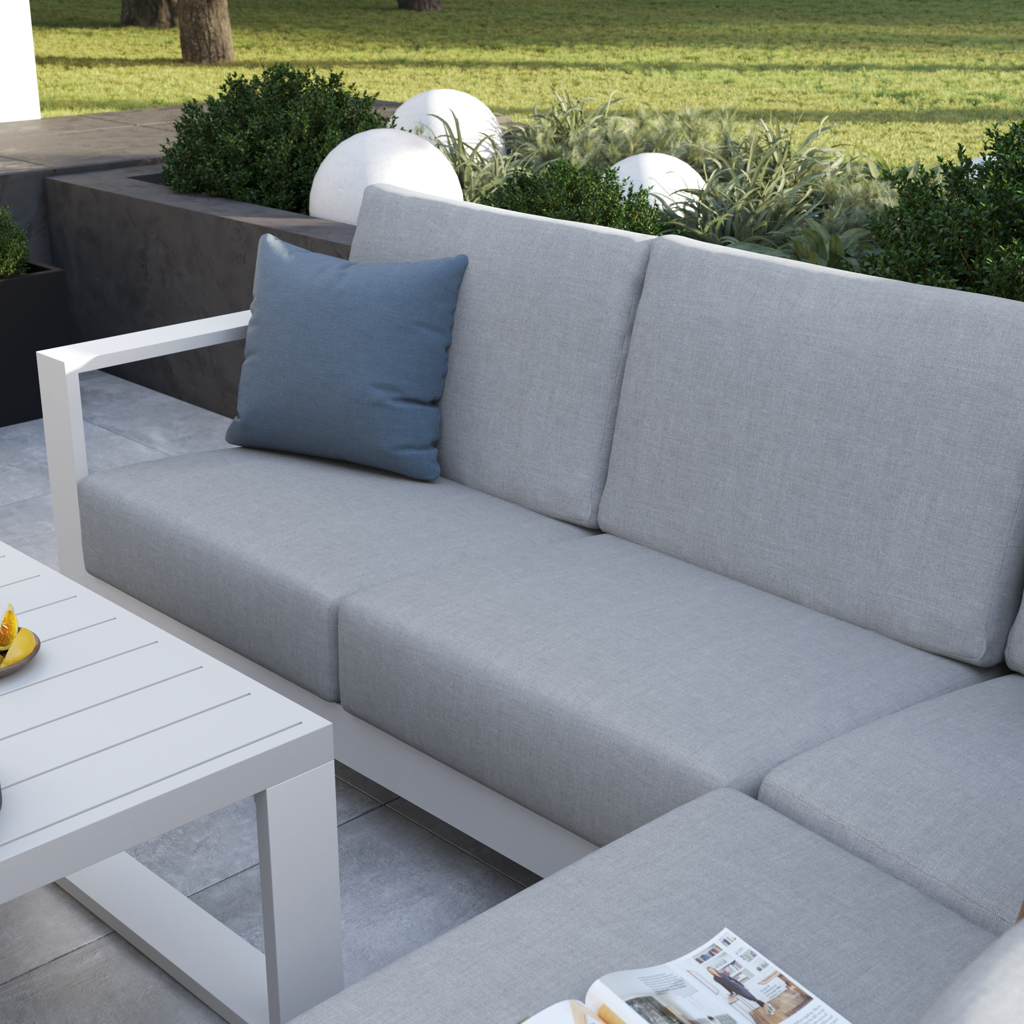 Conjunto esquinero de jardín NATERIAL Athena de aluminio blanco para 7 ...