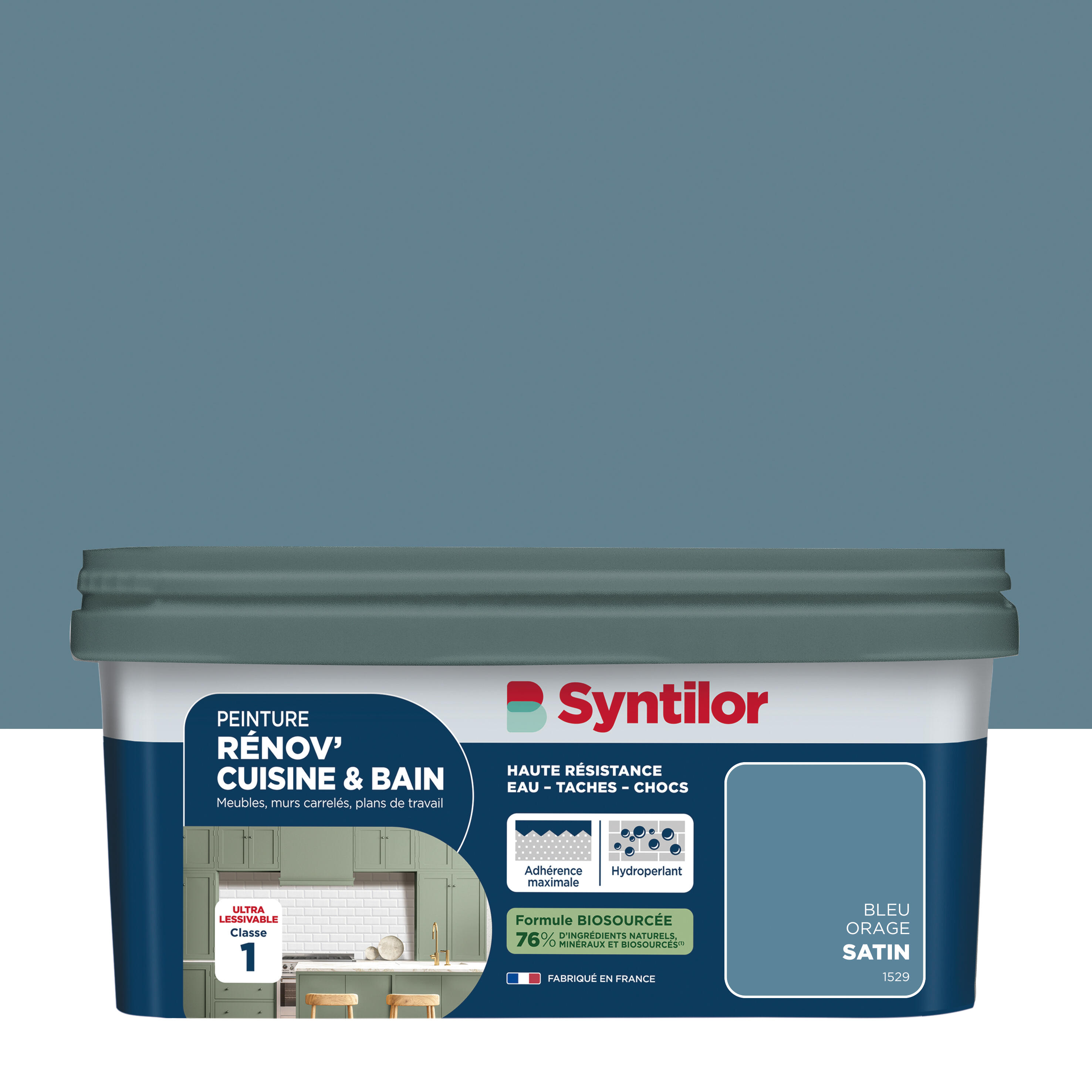 Peinture meuble bleu orage satin SYNTILOR Rénov' cuisine et bain 2L ...
