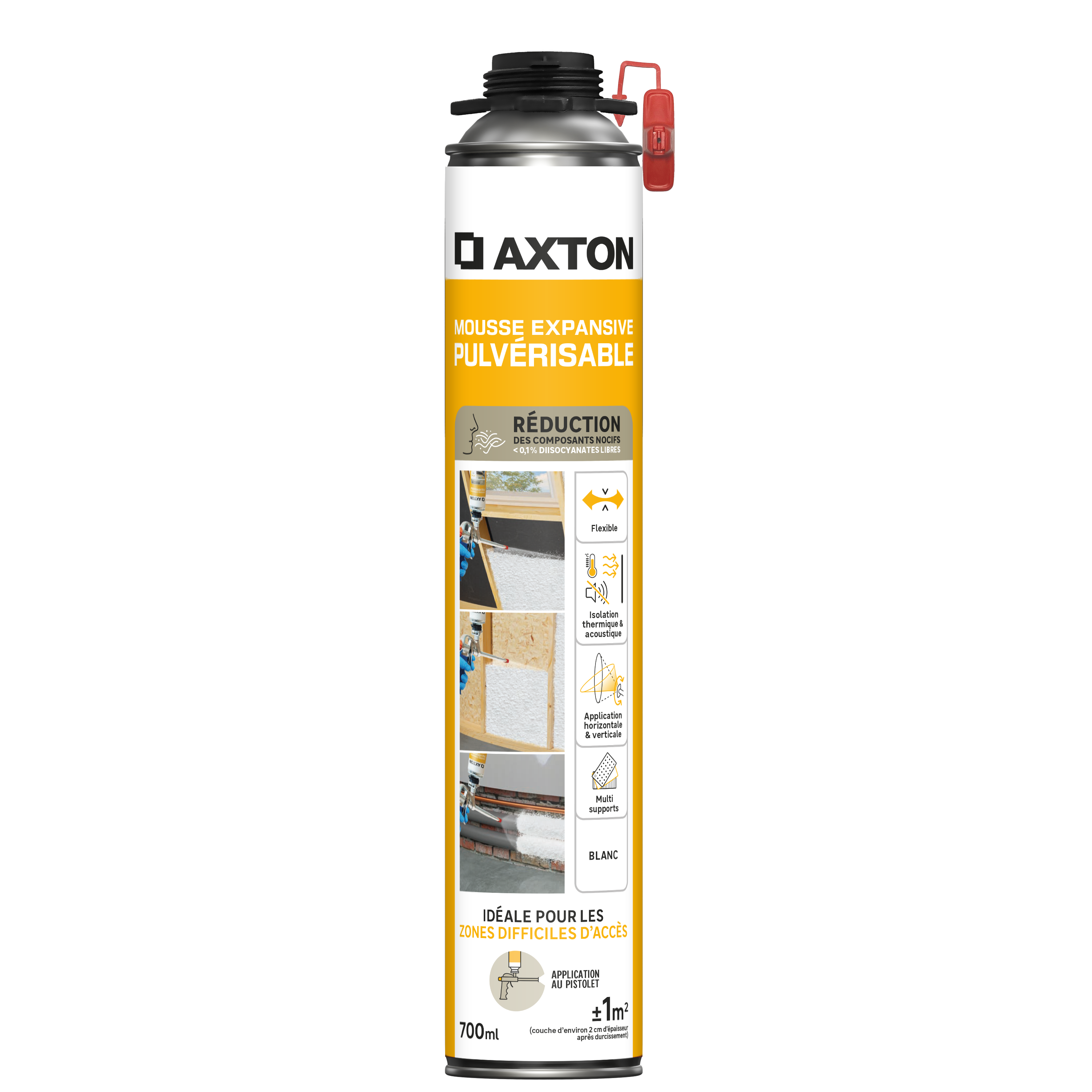 Mousse polyuréthane expansive d'isolation AXTON 700Ml | Leroy Merlin