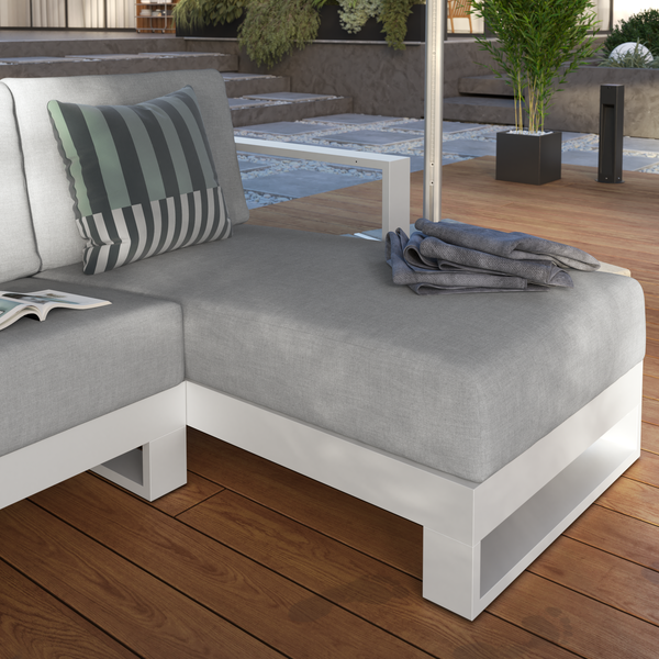 Sofá Lounge de jardín NATERIAL Athena de aluminio blanco 160x91x75 cm | Leroy Merlin
