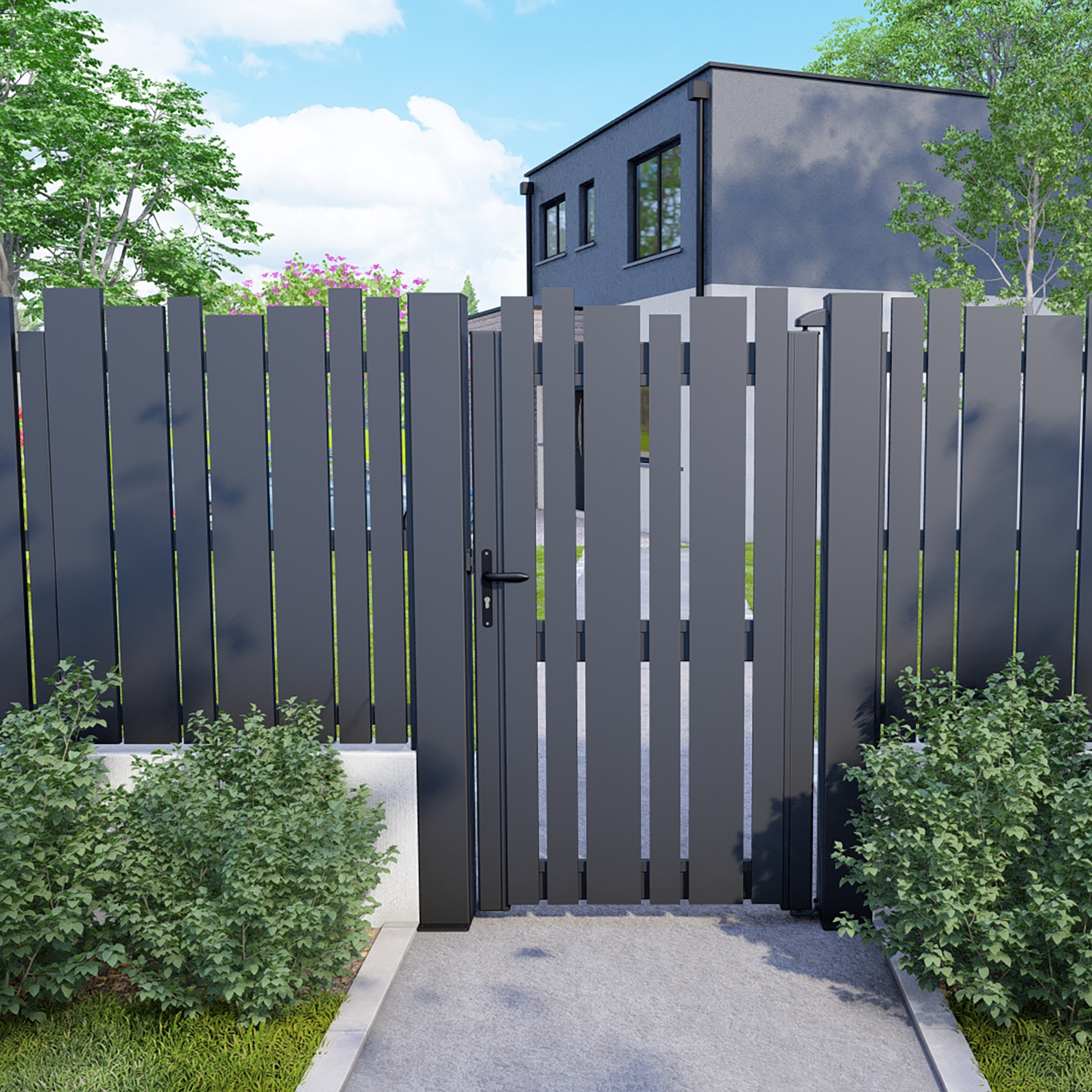 Portillon battant aluminium Livio Klos up! noir sablé, l.99 x H.170.5 ...