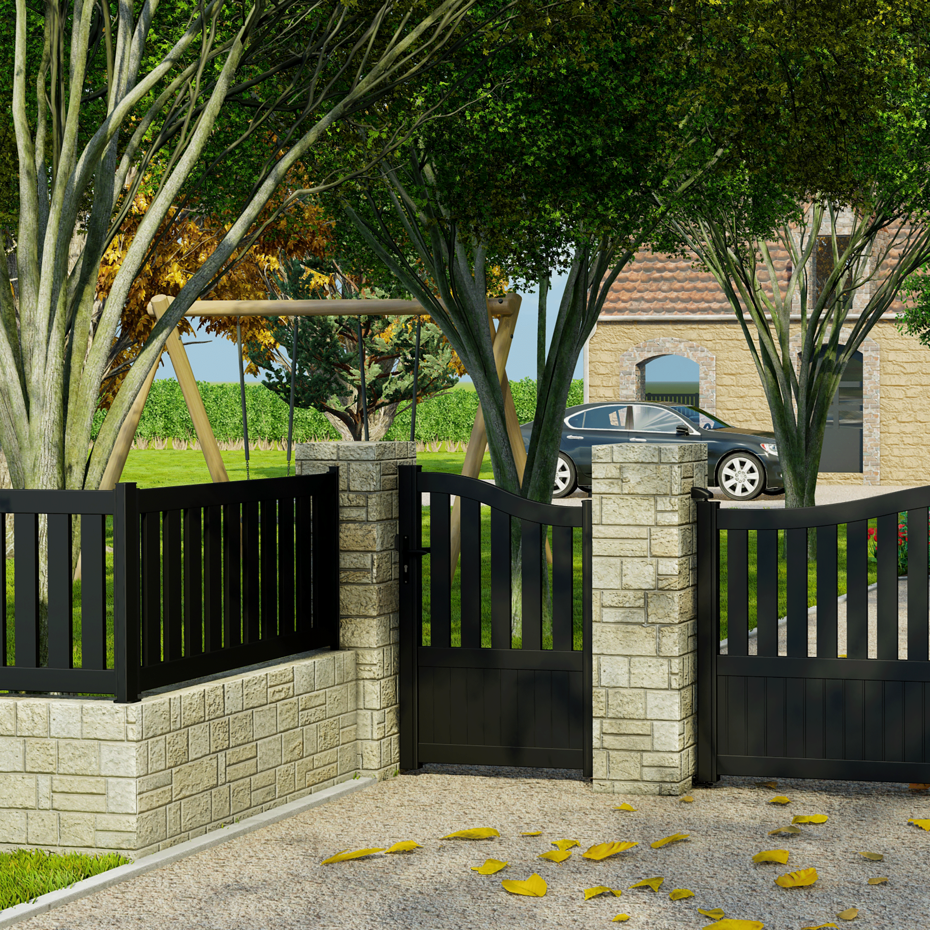 Portillon battant aluminium Moellan noir sablé, Klos up! l.99x H.175 cm ...