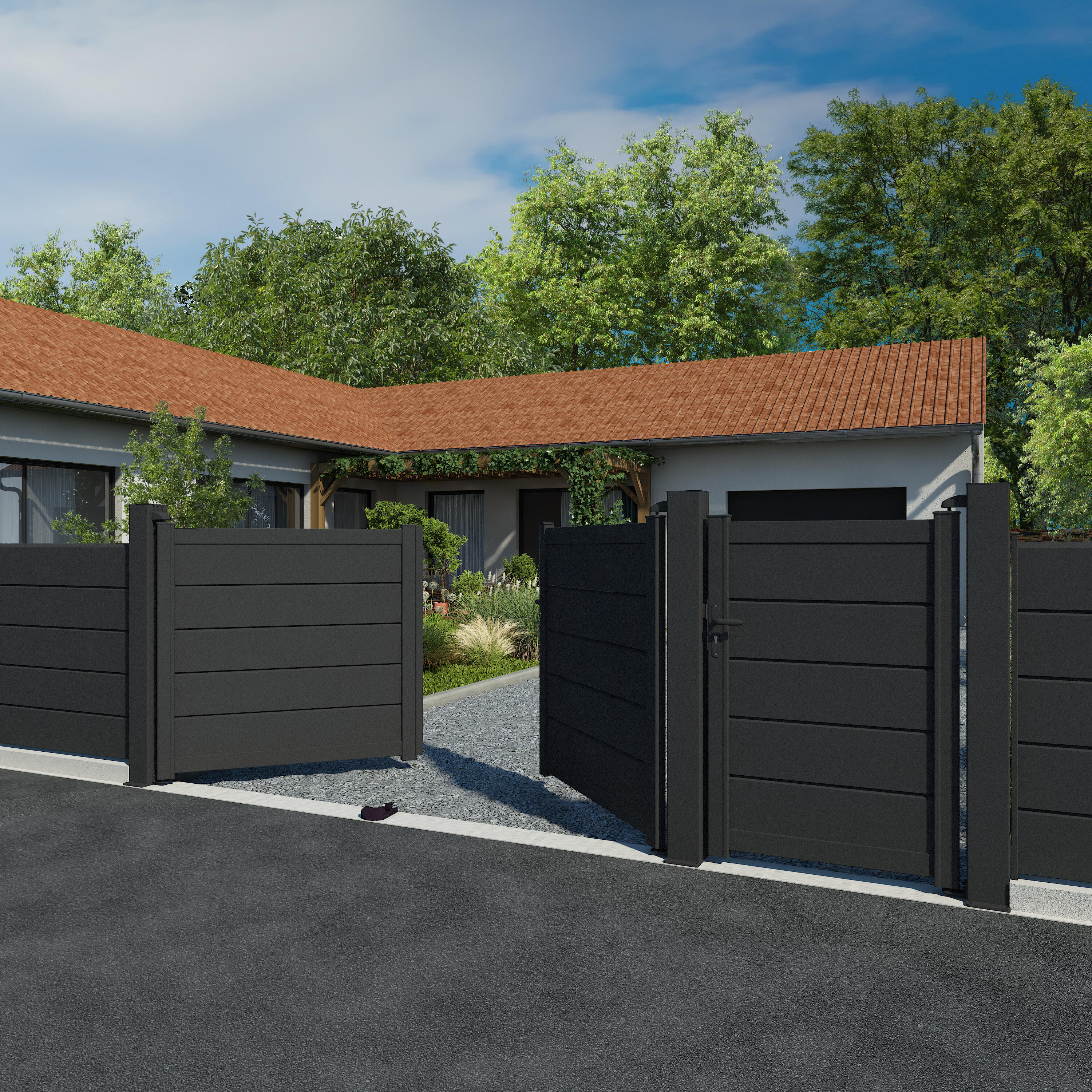 Portillon battant aluminium Aliz noir sablé, Klos up! l.99 x H.146 cm ...