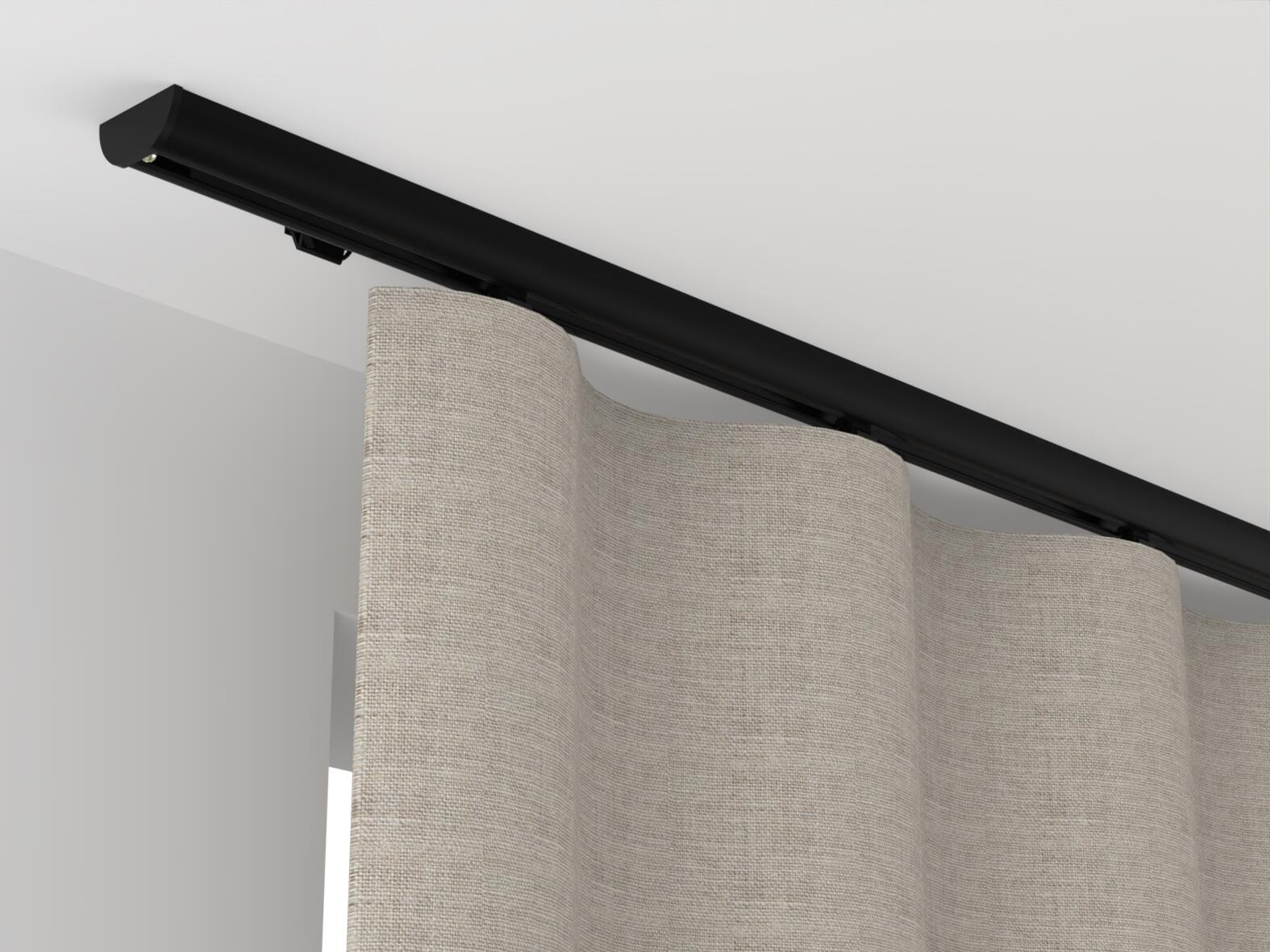 Kit de rail à rideaux aluminium Rail noir, L.180 cm sans cordon | Leroy ...