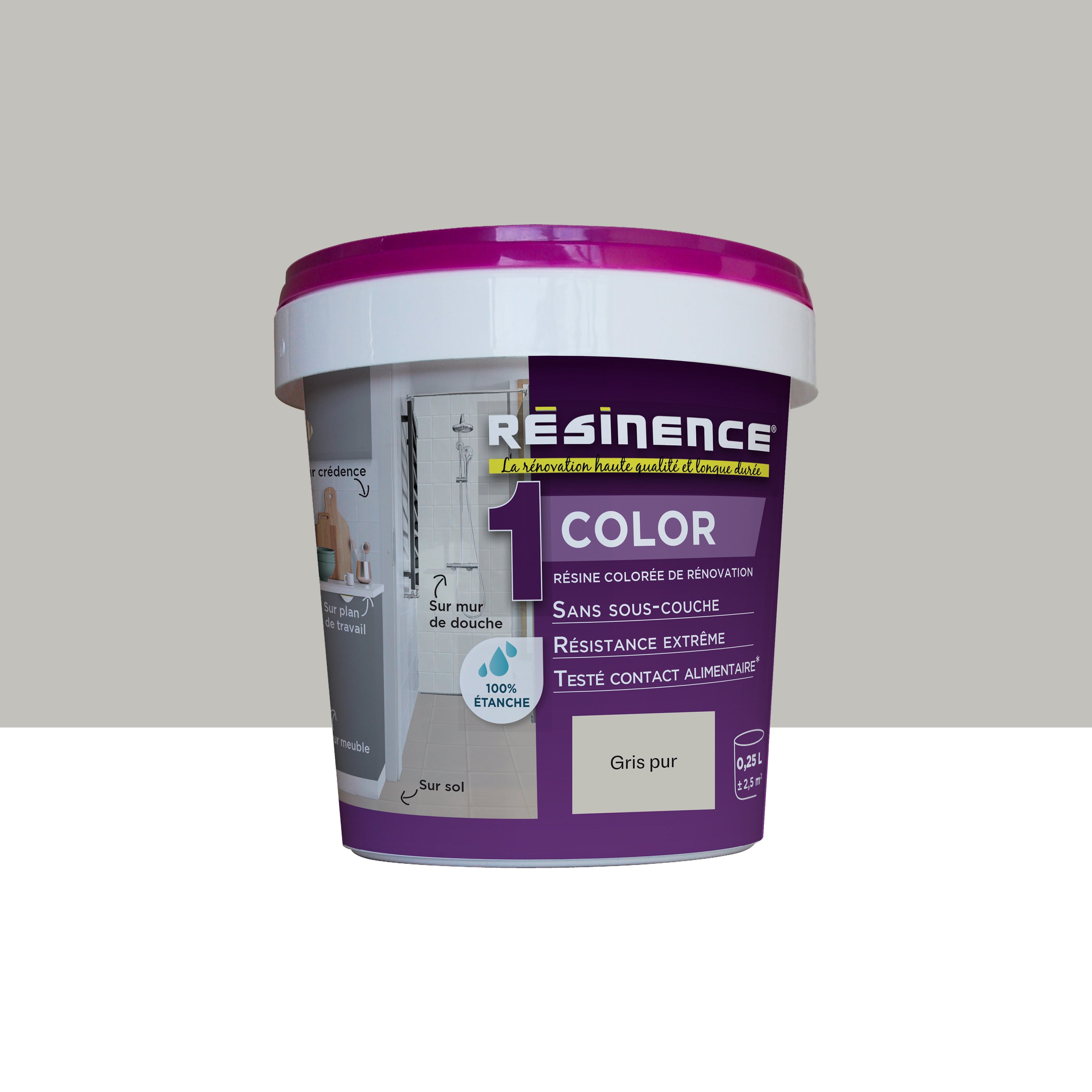Résine colorée évier color RESINENCE, gris pur satiné, 0.25 l | Leroy ...