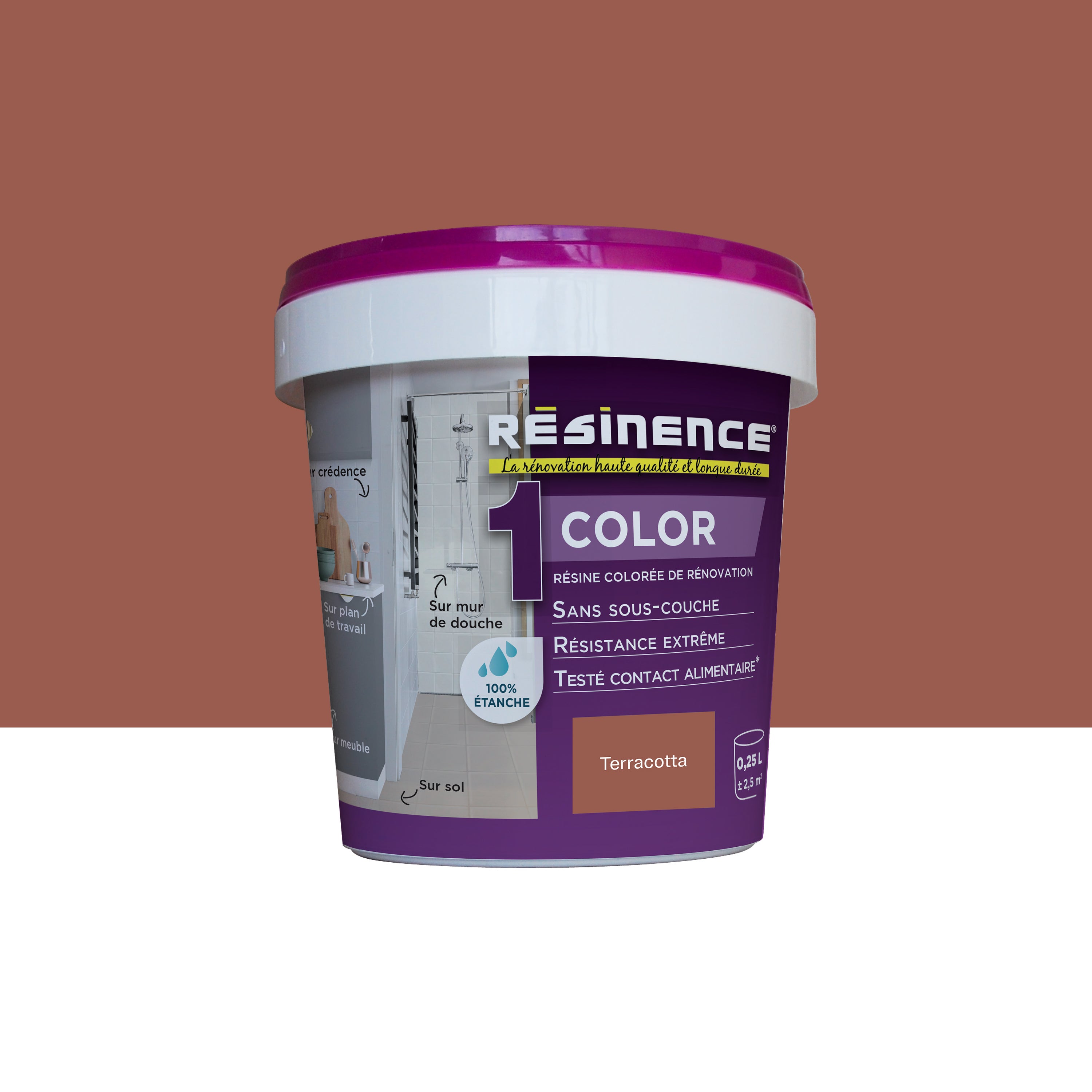 Résine colorée évier color RESINENCE, terracotta satiné, 0.25 l | Leroy ...