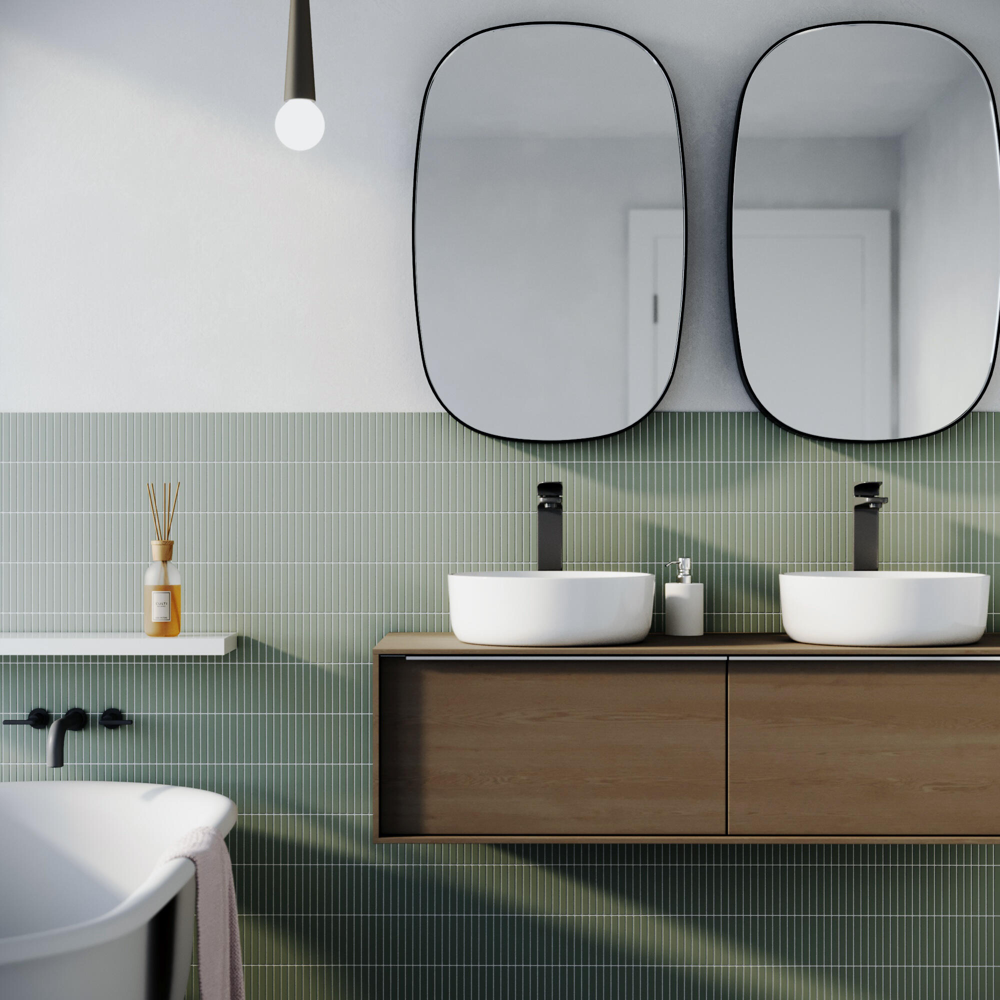 Mosaico in porcellana Citia verde opaco L 29.2 x L 29cm x Sp. 8 mm ...