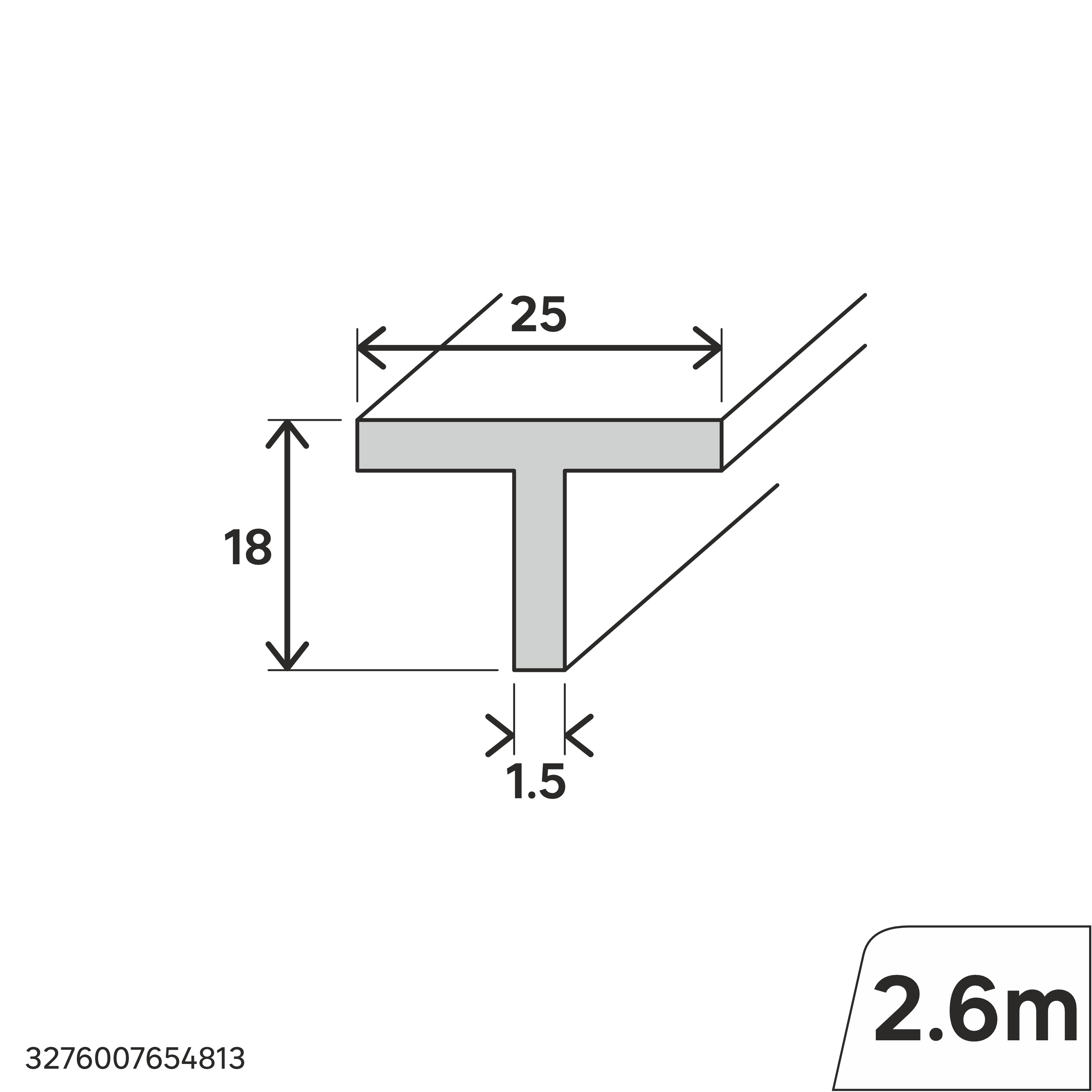 Profilé T PVC 25x18 mm L.2,6 m blanc - CEZAR | Bricoman