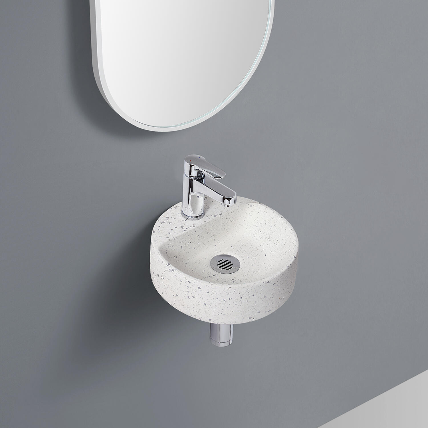 Vasque lave-mains Terrazzo rond blanc l.30 x P.30 cm | Leroy Merlin