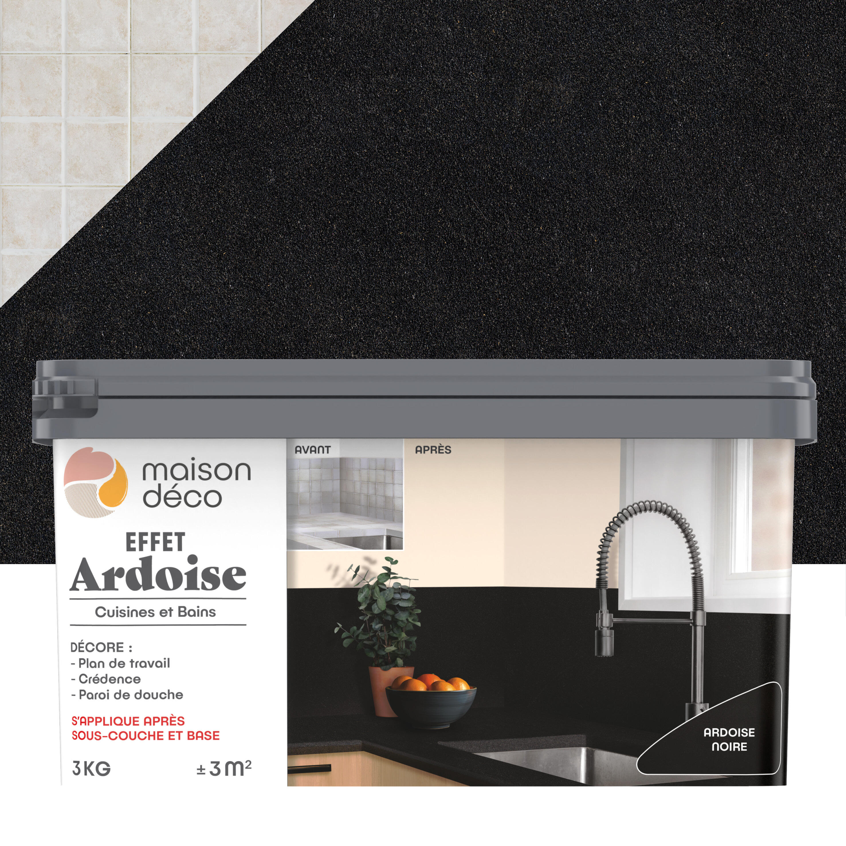 Enduit décoratif Masqu'carrelage ardoise MAISON DECO, noir, 3kg | Leroy Merlin