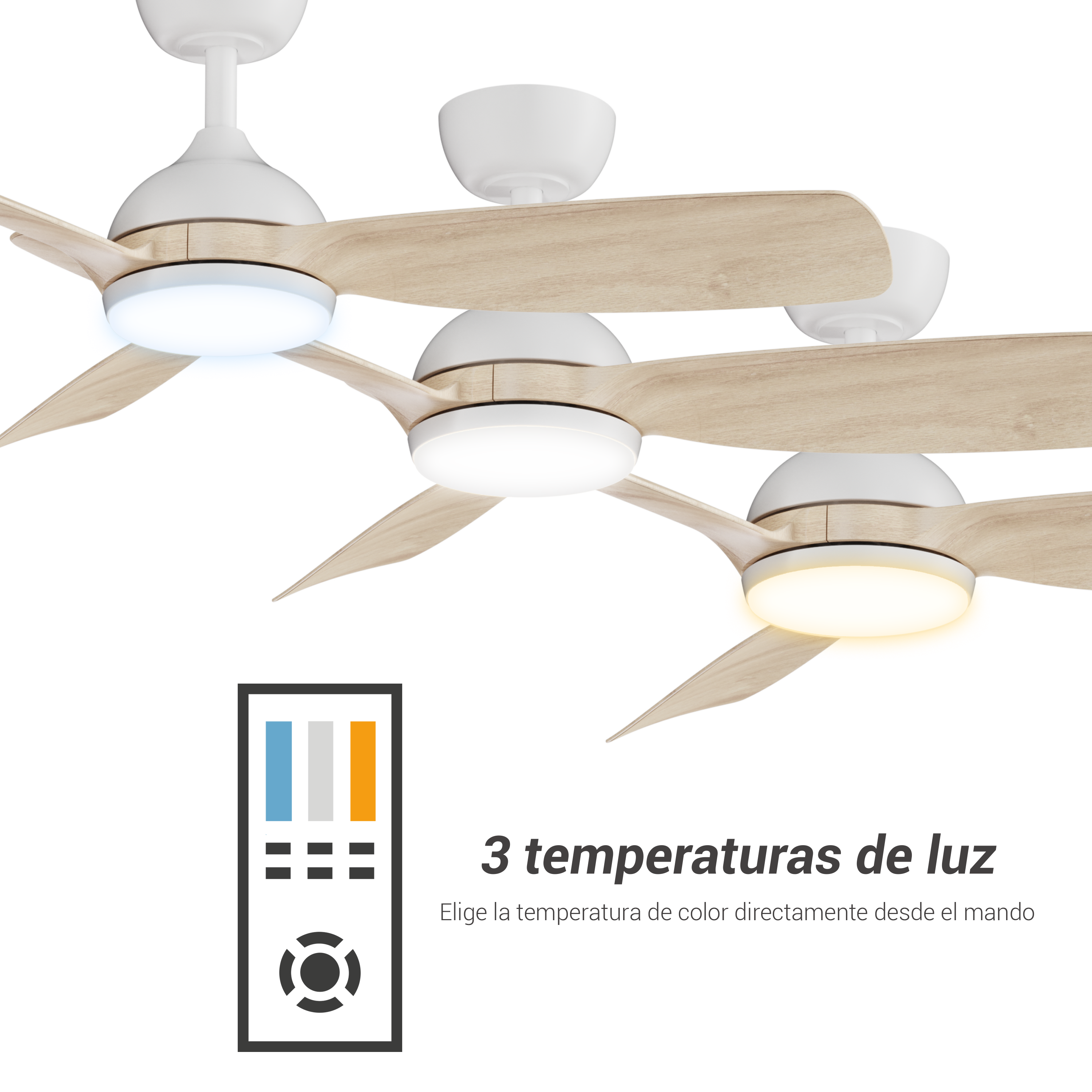 Ventilador de techo con luz motor DC Sunset Wifi blanco | Leroy Merlin