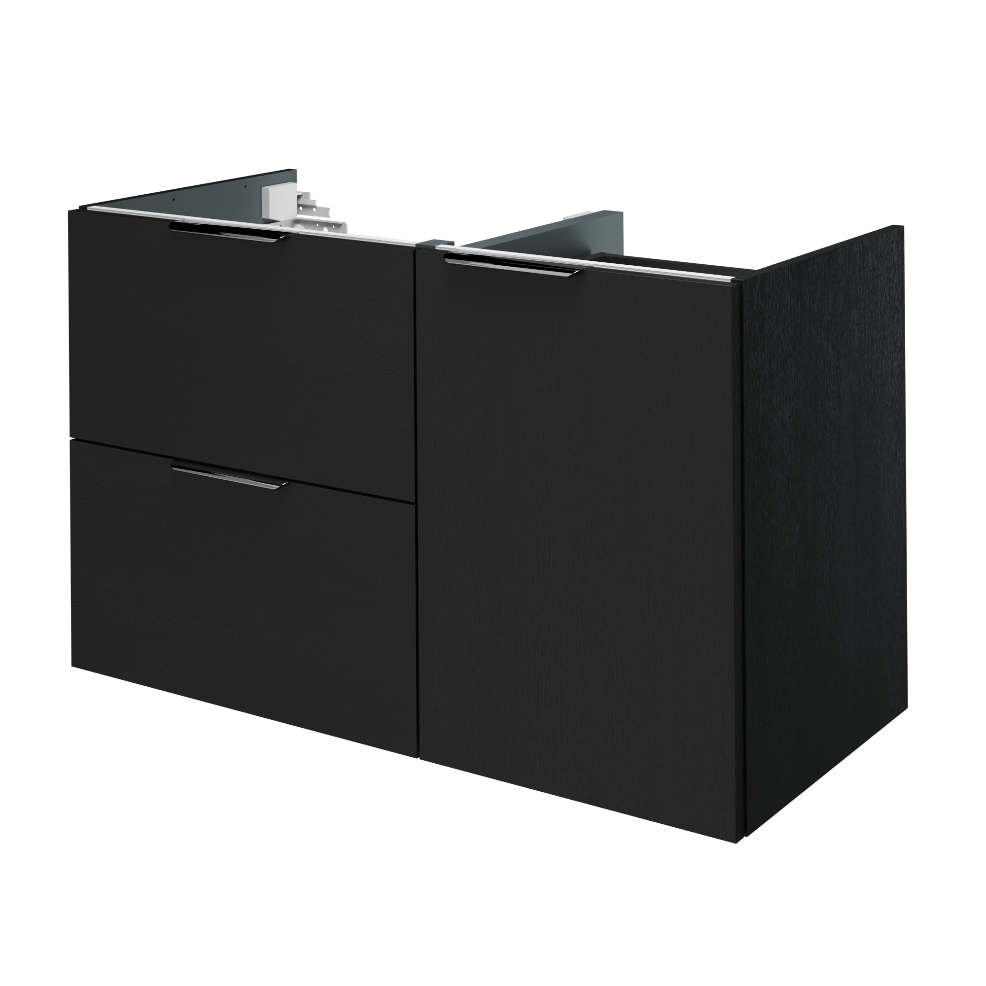 Meuble sous-vasque, 2t/1p cosmet l.105 x H.64 x P.48 cm, chêne noir, Neo line | Leroy Merlin