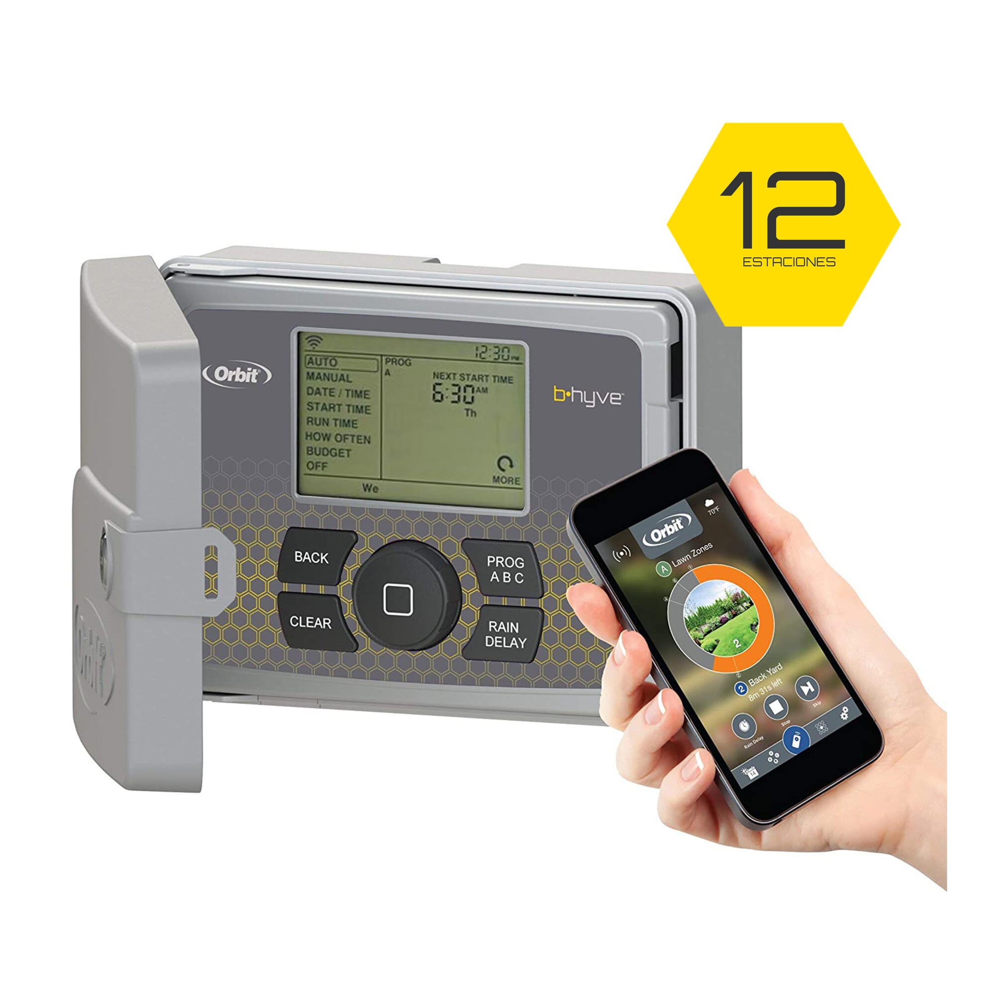 Programador de riego 12 estaciones con tapa y Wifi ORBIT B-Hyve | Leroy ...