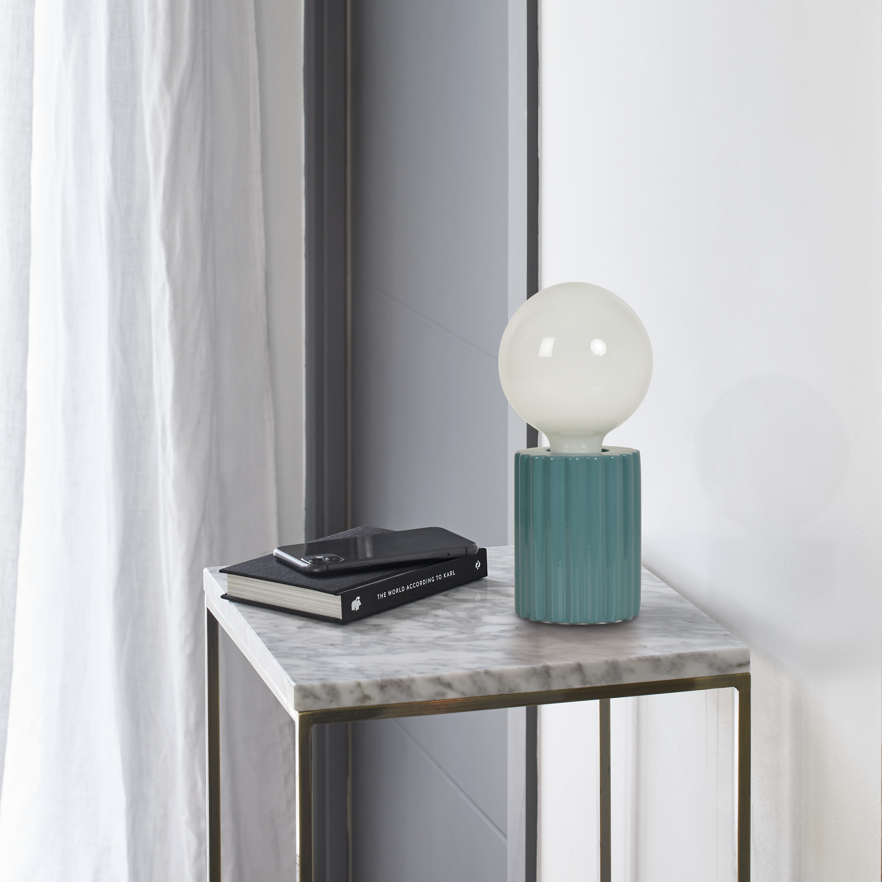 Lampe Tyamo, céramique, bleu clair, H.13 cm INSPIRE, E27 | Leroy Merlin