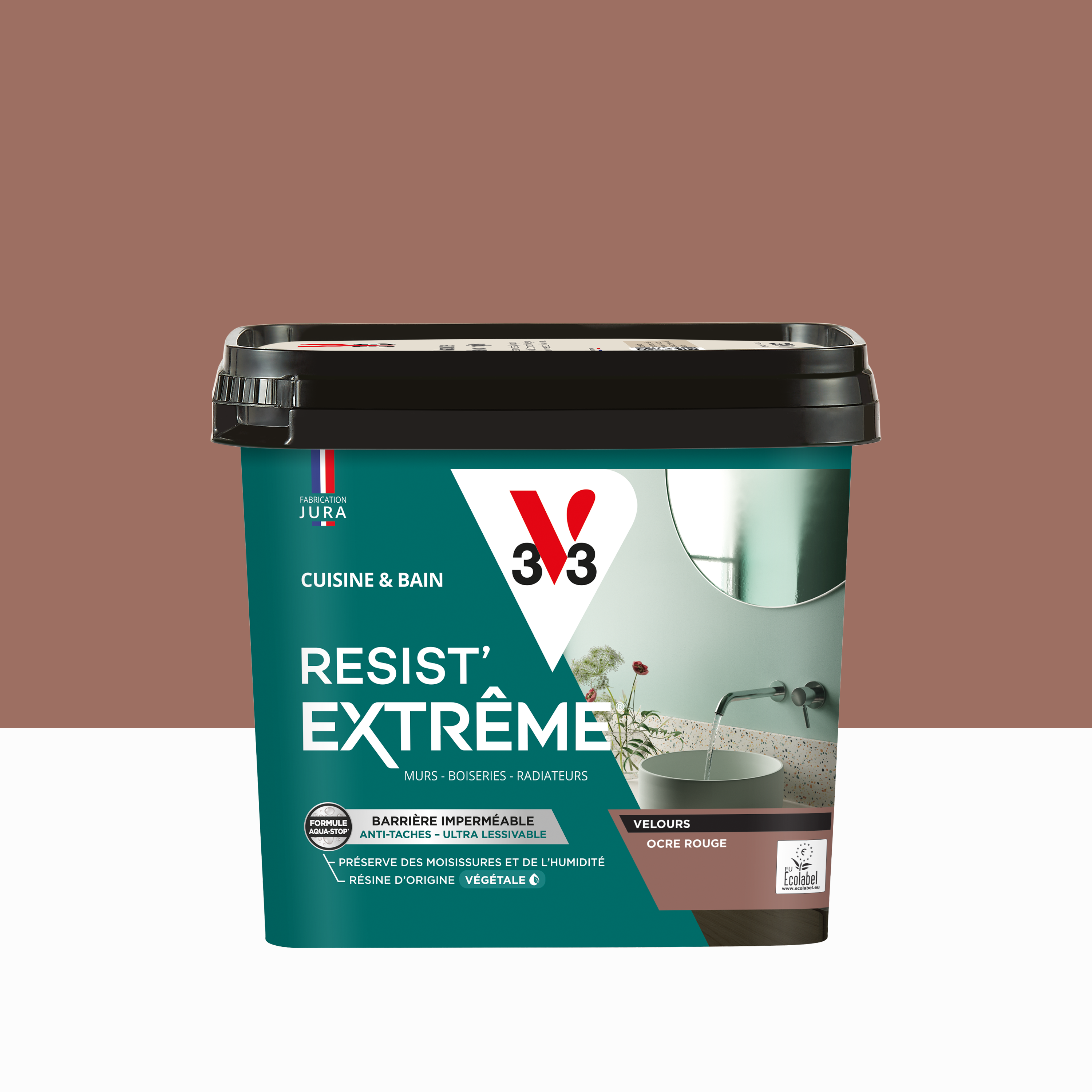 Peinture ocre rouge velours V33 Resist extrême cuisine et bain 0.75L ...