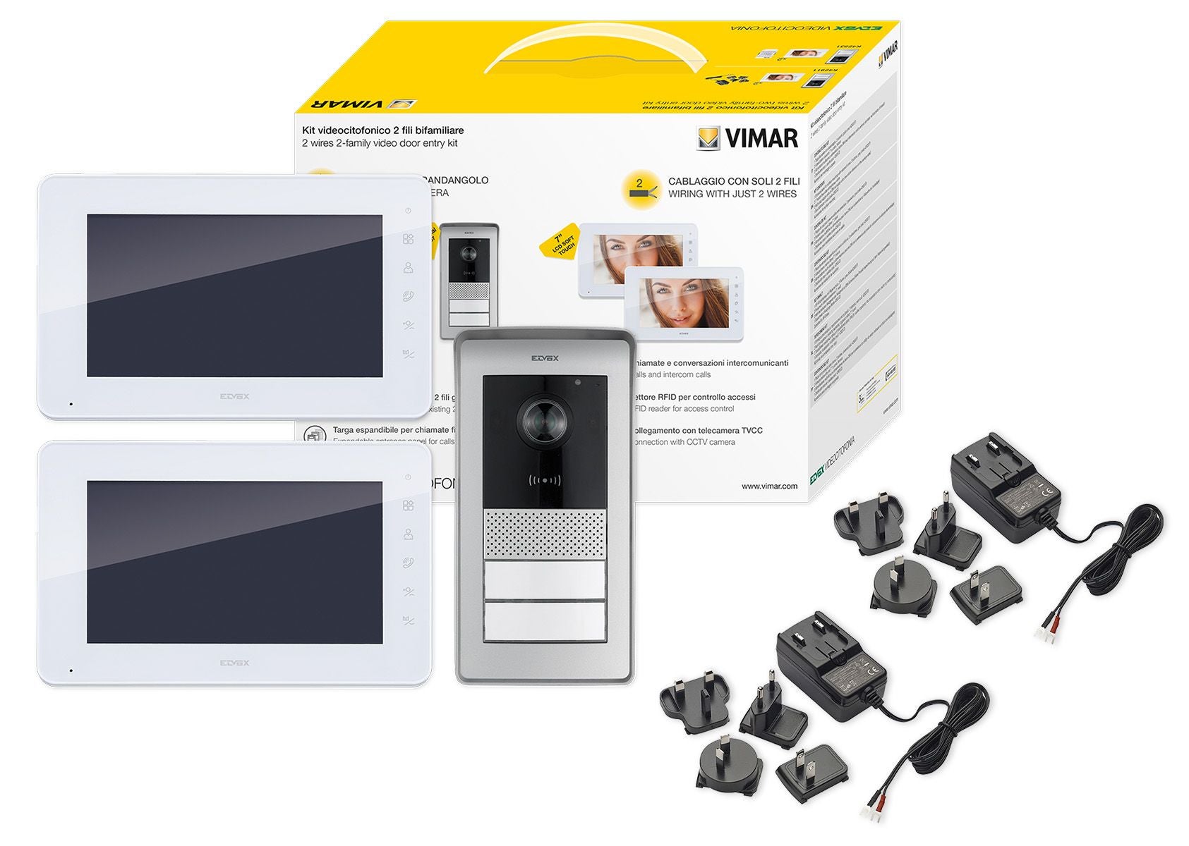 Videocitofono con filo ELVOX VIMAR K42911 2 fili TFT LCD 7" , 6 ...